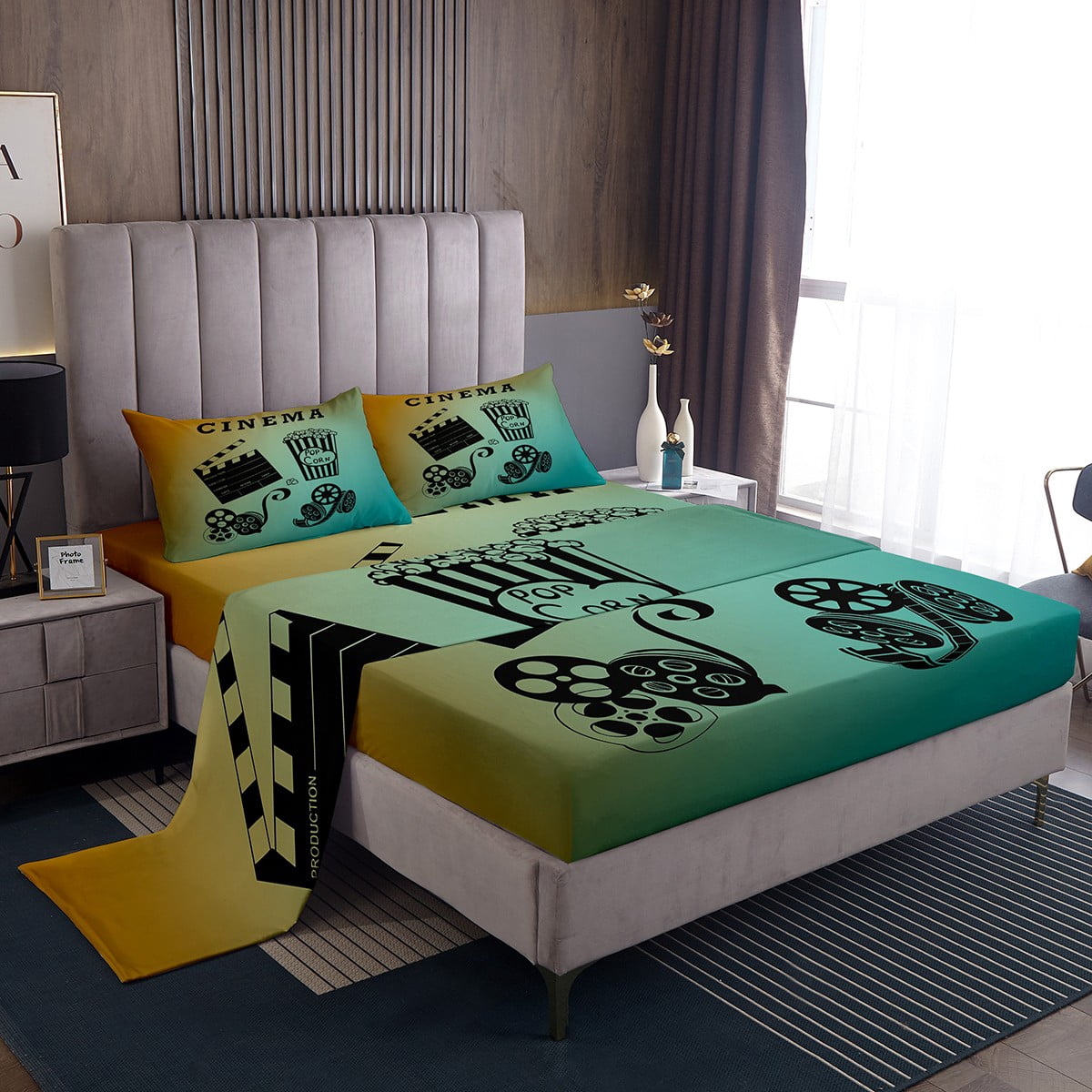 Movie Theater Bed Sheets Set Full Size, Vintage Cinema Sheet Set Adults ...