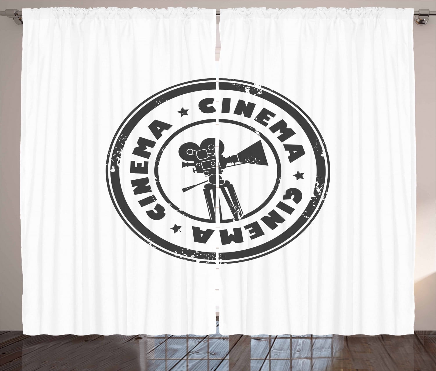 Ambesonne Movie Theater Curtains 2 Panel Set, Camera and Cinema, 108" x ...