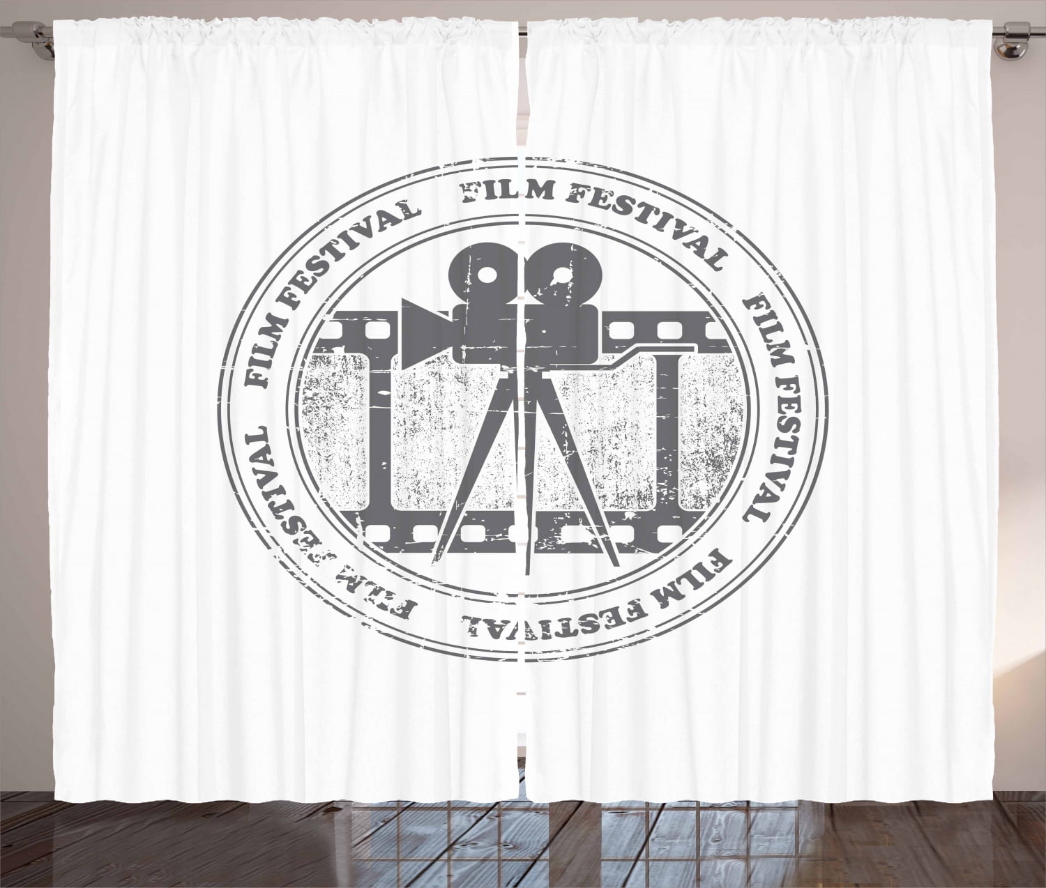 Ambesonne Movie Theater Curtains 2 Panel Set, Film Festival, 108" x 96 ...
