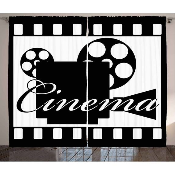 Ambesonne Movie Theater Curtains 2 Panel Set, Film Strip Frame, 108" x ...