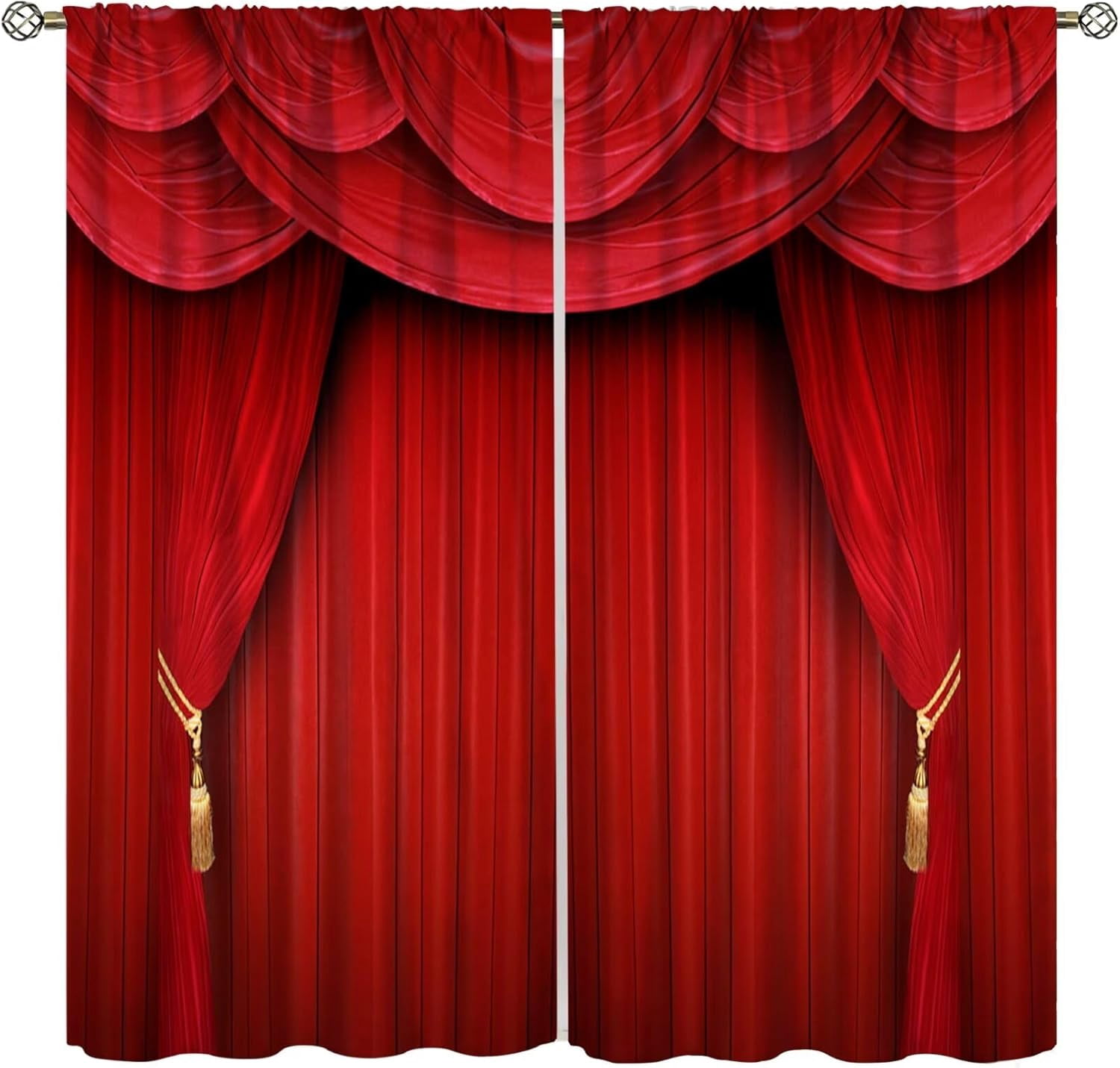 Movie Theater Curtains Retro Red Party Home Movie Theatre Rod Pocket ...