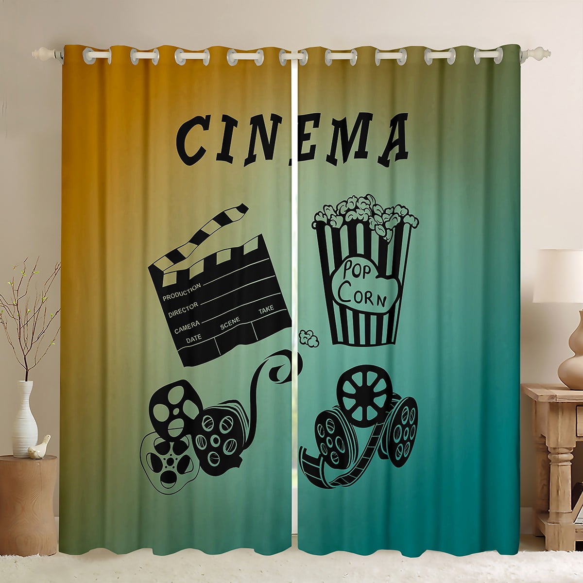 Movie Theater Curtains, Vintage Cinema 30%-50% Blackout Curtains Adults ...