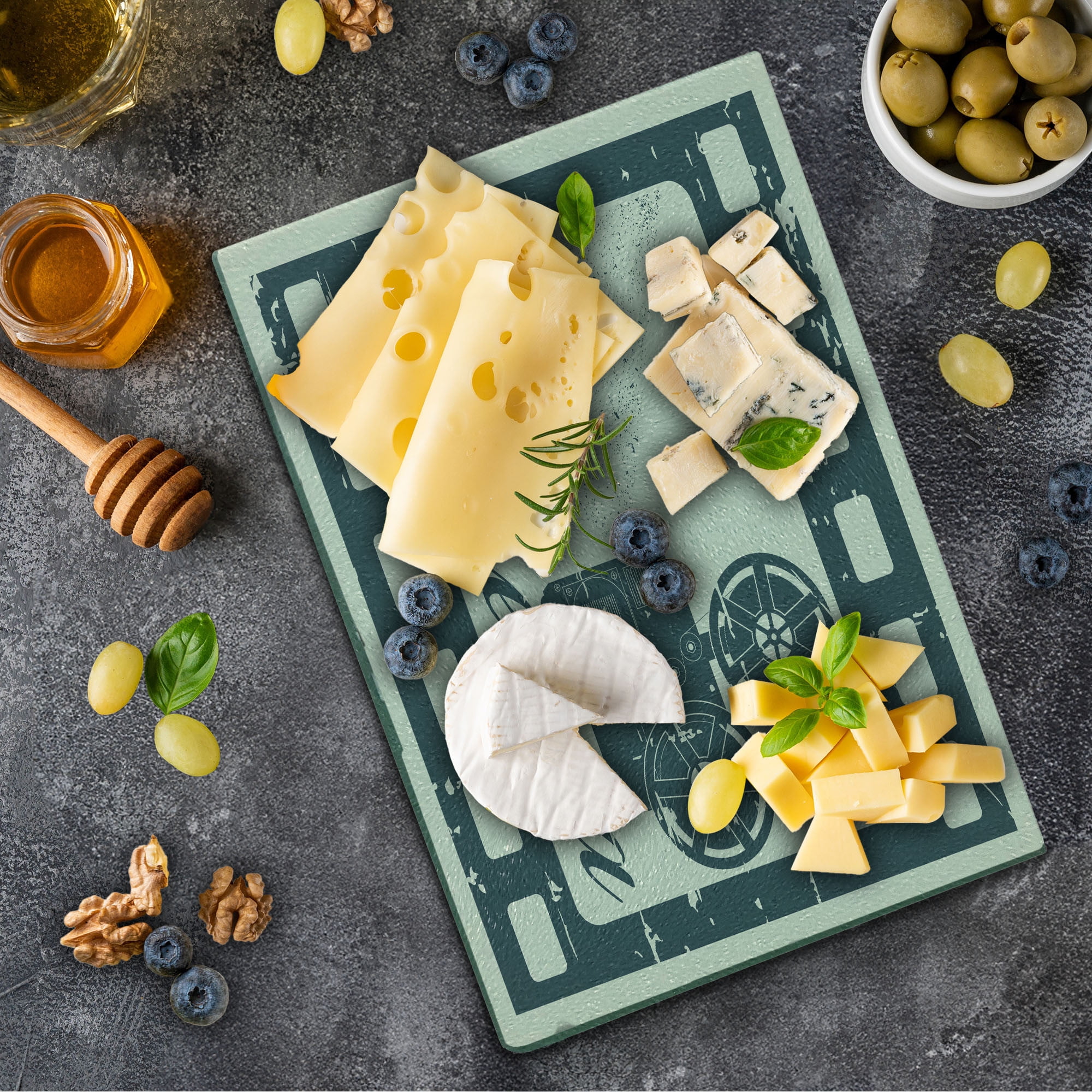 Movie Theater Cutting Board, Grunge Poster Design with Strip Frame ...