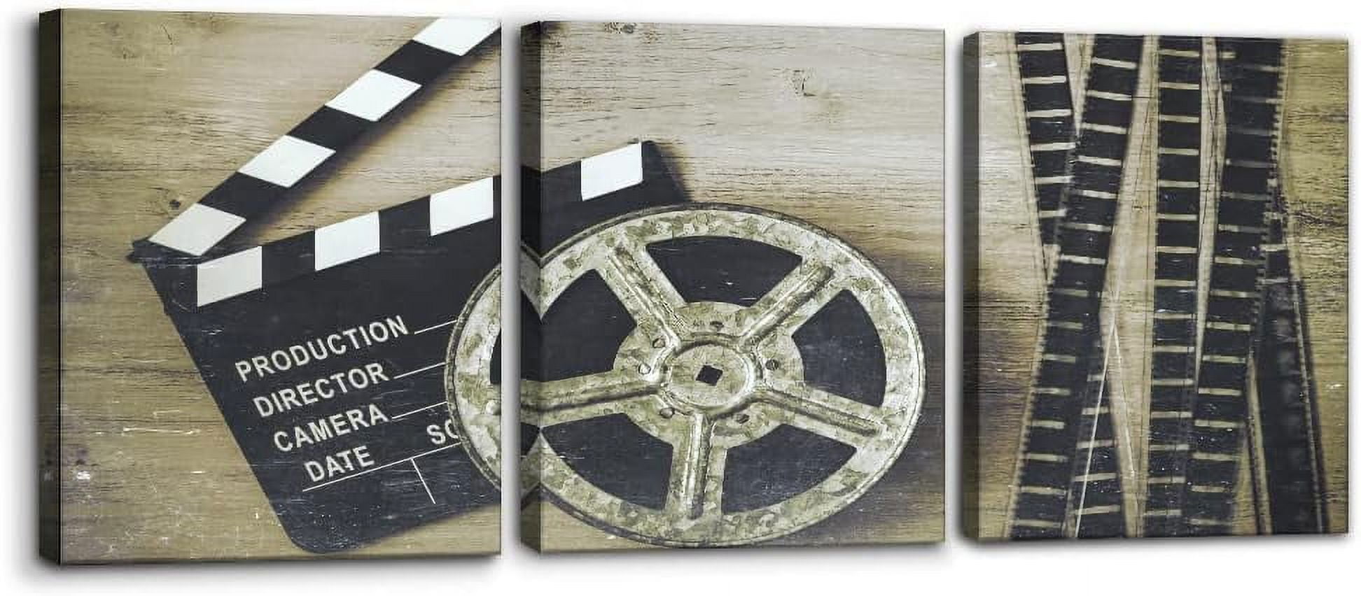 Movie Theater Decor Black and White Pictures Metal Film Reel Wall ...