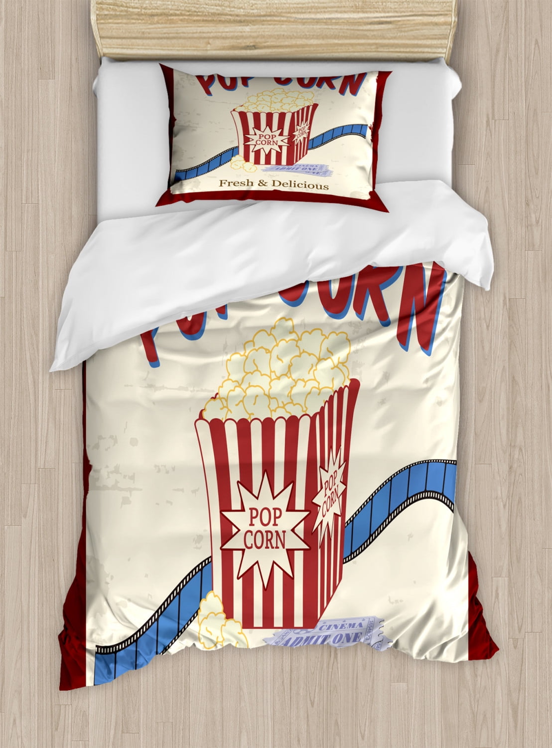 Movie Theater Duvet Cover Set Twin Size, Fresh and Delicious Pop Corn ...