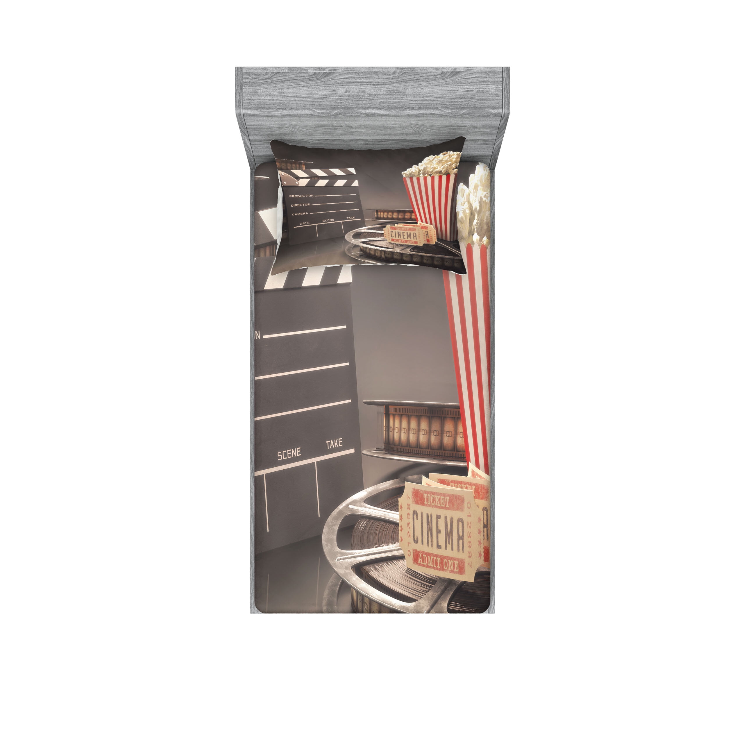 Movie Theater Fitted Sheet & Pillow Sham Set, Old Fashion Entertainment ...