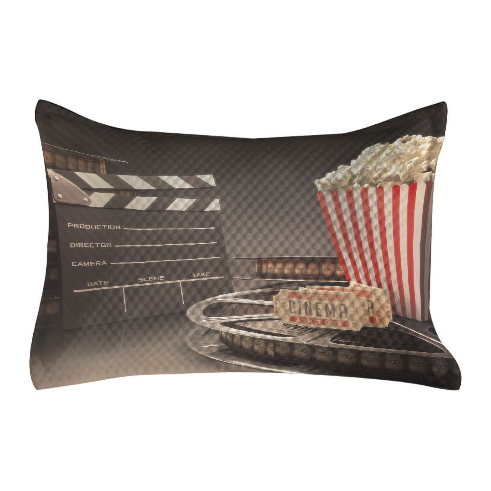 Movie Theater Quilted Pillowcover, Old Fashion Entertainment Objects ...