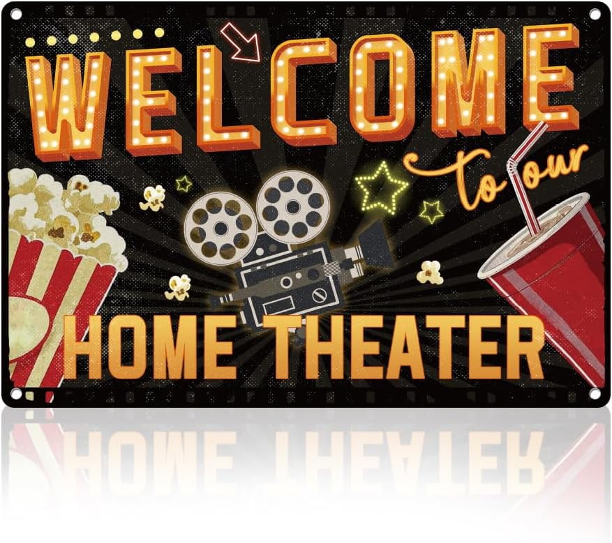 Movie Theater Retro Wall Decor Metal Tin Sign 8" x 12" Welcome to Our ...