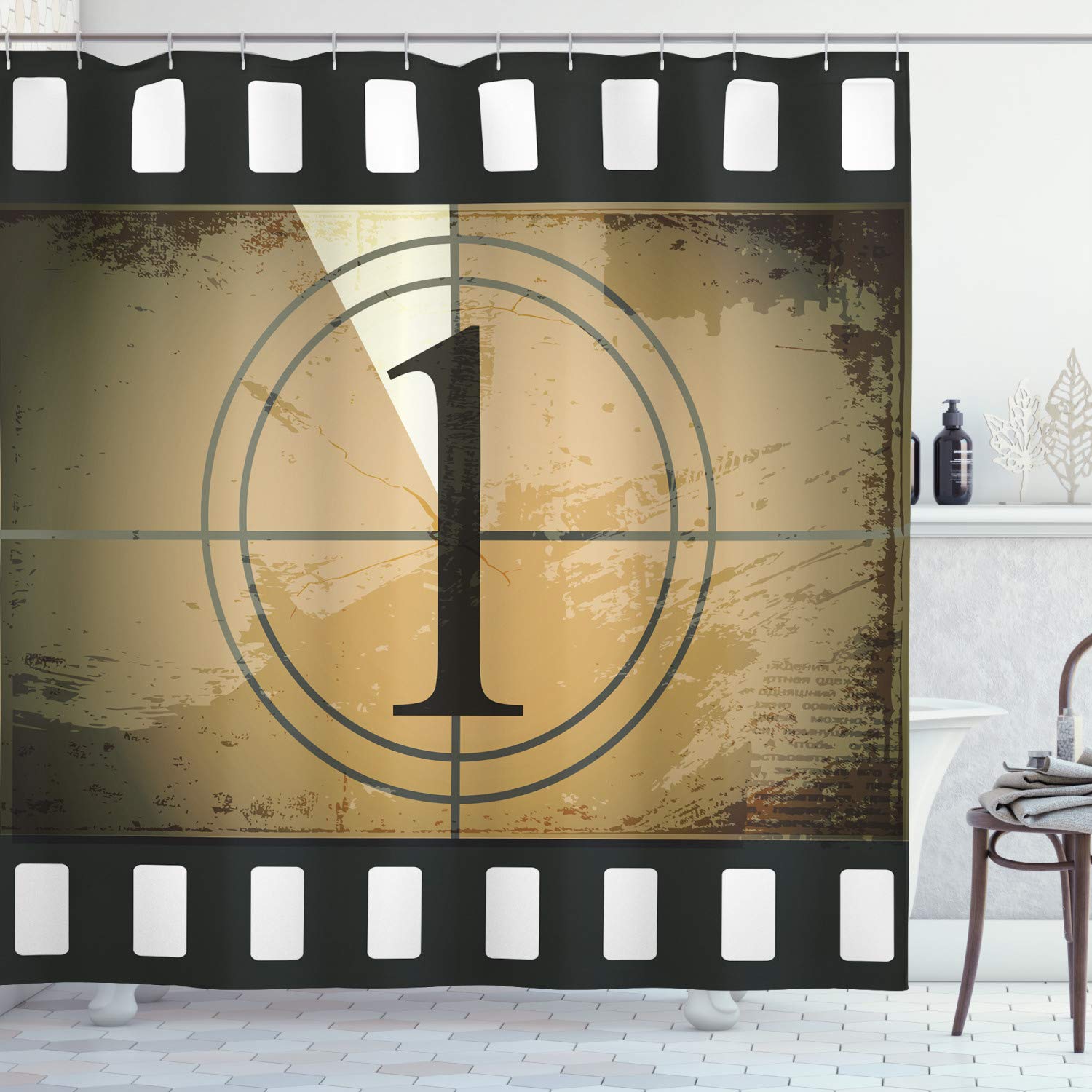 Movie Theater Shower Curtain Objects of The Film Industry Motion ...
