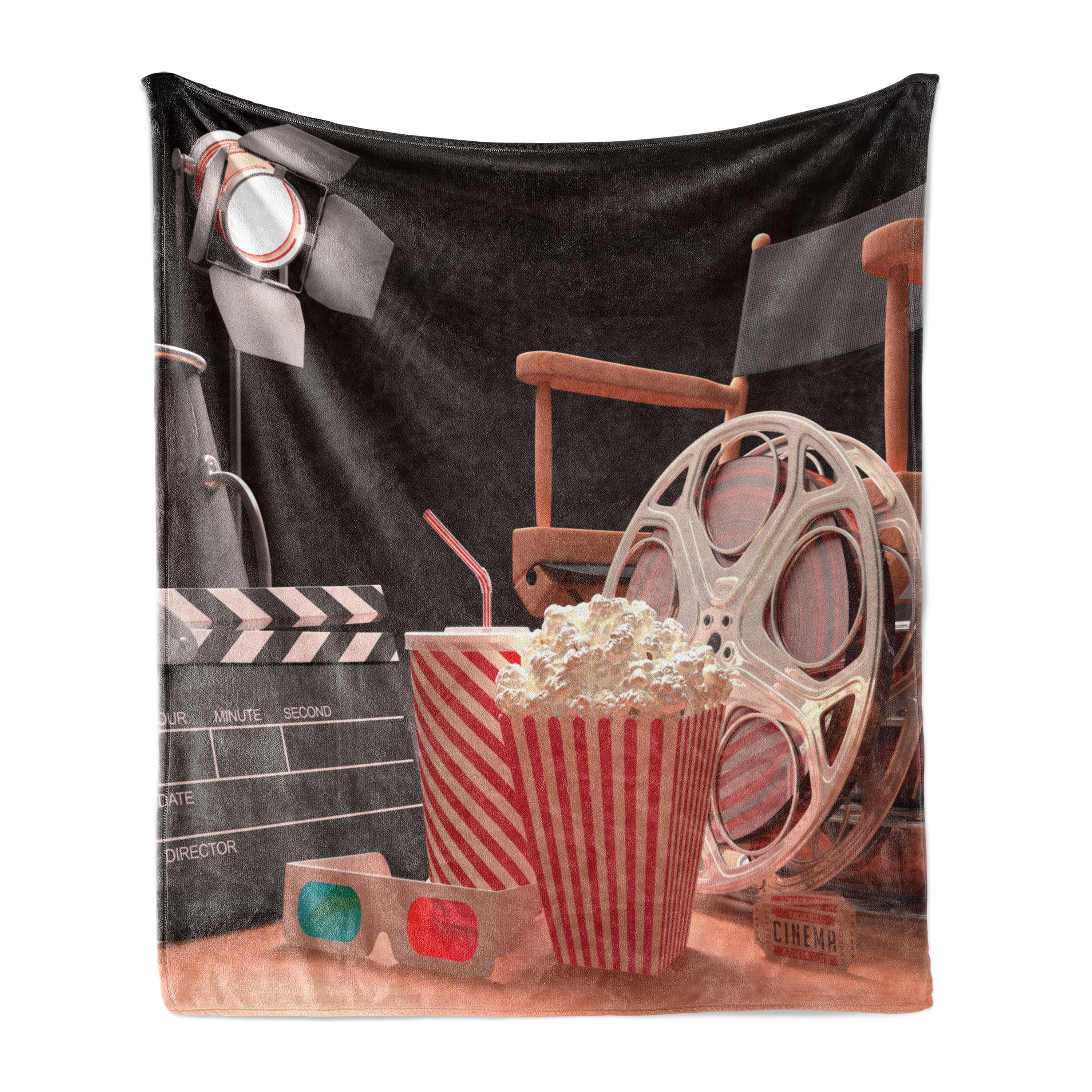 Movie Theater Soft Flannel Fleece Blanket, Objects of the Film Industry ...