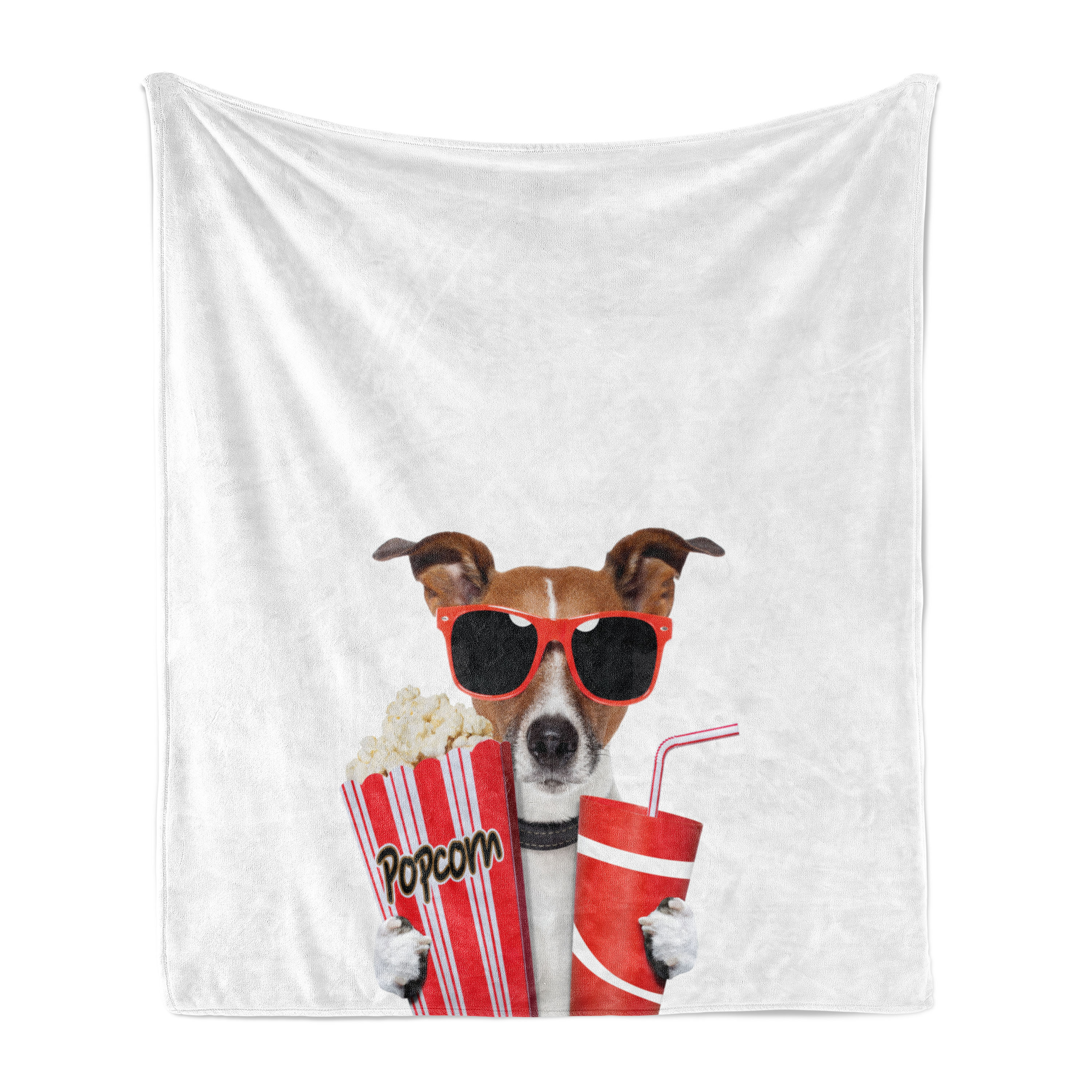 Movie Theater Soft Flannel Fleece Throw Blanket, Funny Dog Wearing ...