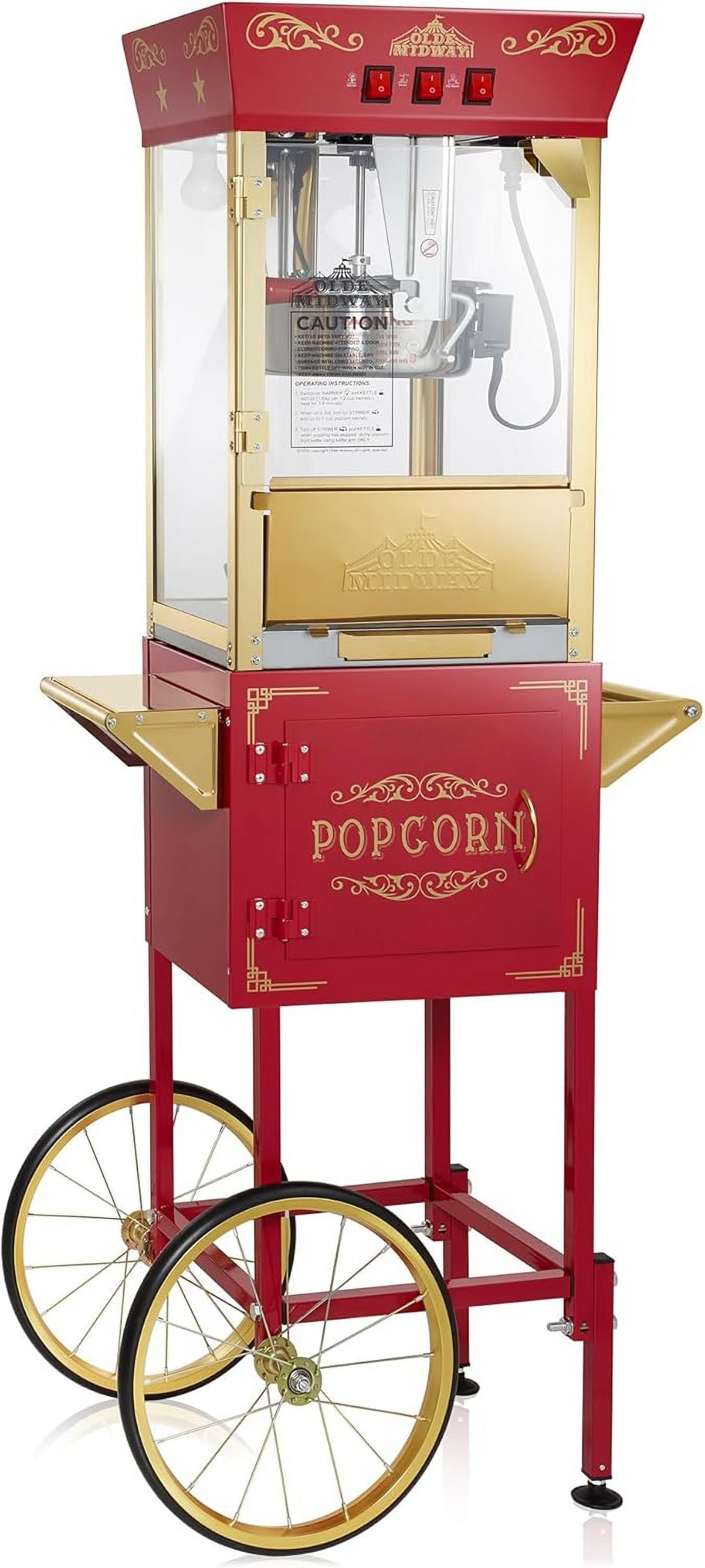 Movie Theater-Style Popcorn Machine Maker with Cart and 10-Ounce Kettle ...