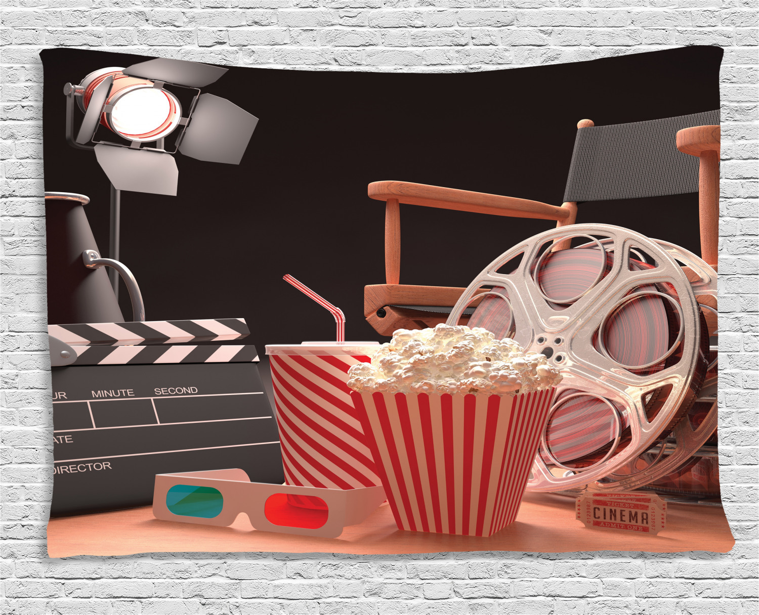 Movie Theater Tapestry, Objects of the Film Industry Hollywood Motion ...