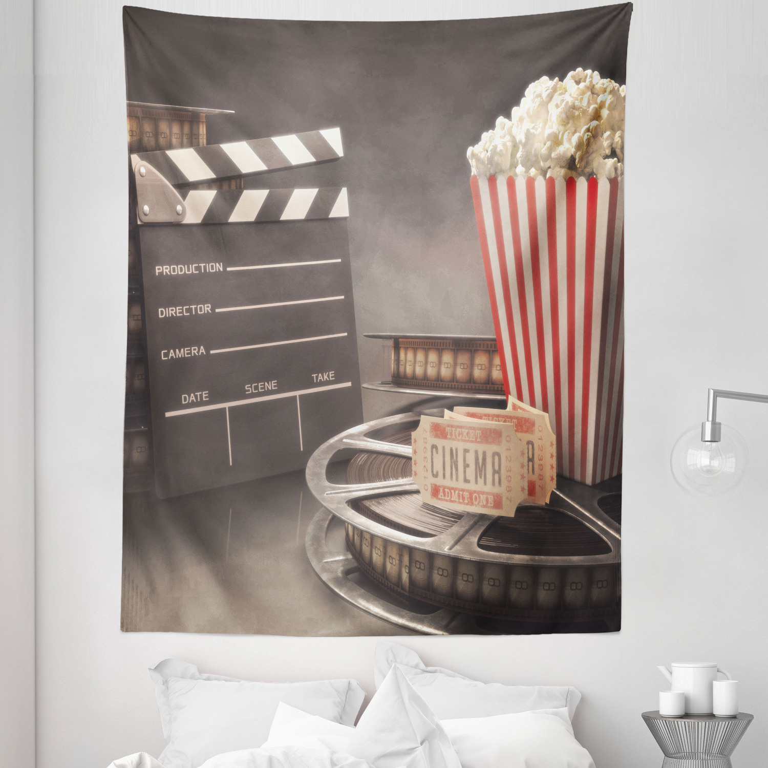 Movie Theater Tapestry, Old Fashion Entertainment Objects Related to ...