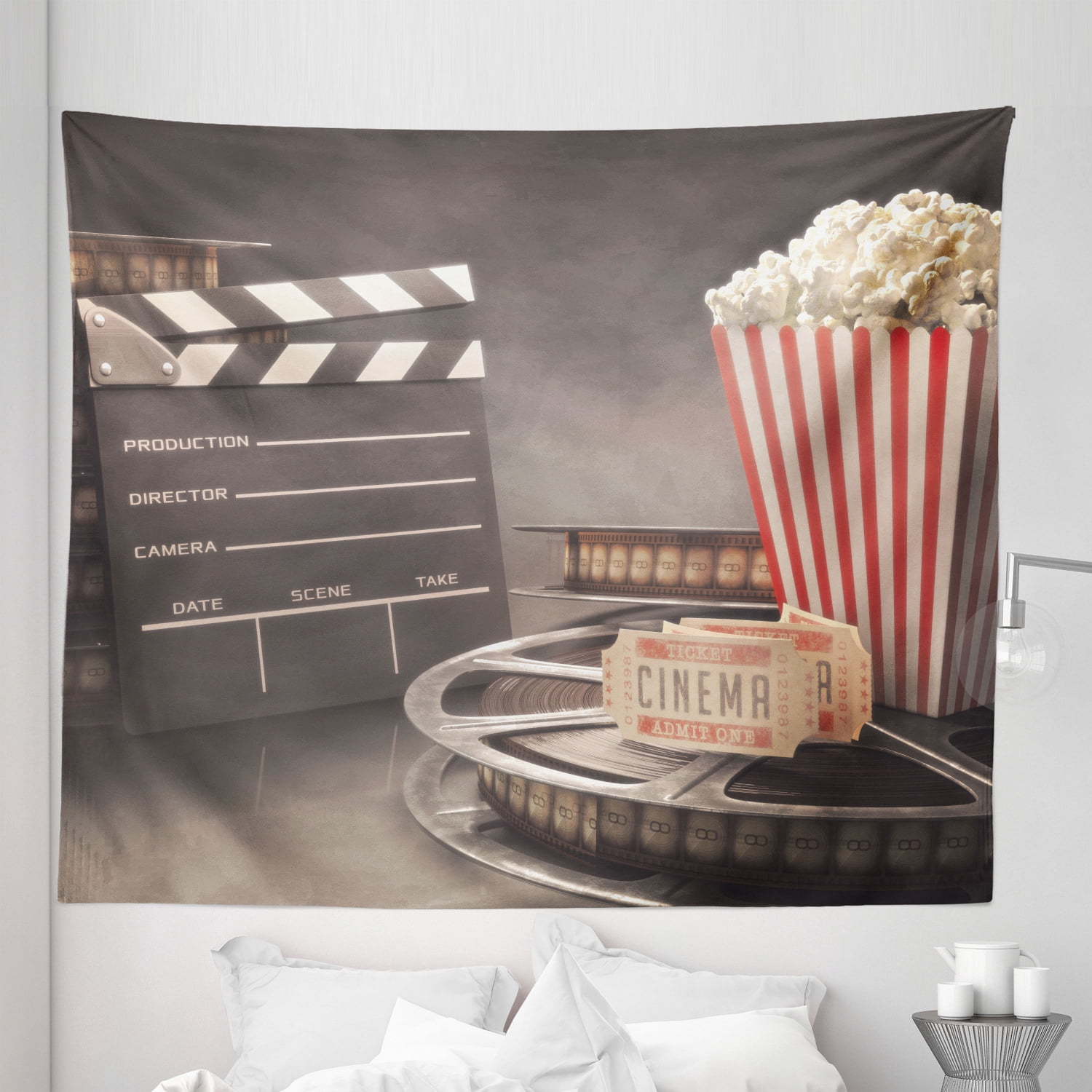 Movie Theater Tapestry, Old Fashion Entertainment Objects Related to ...