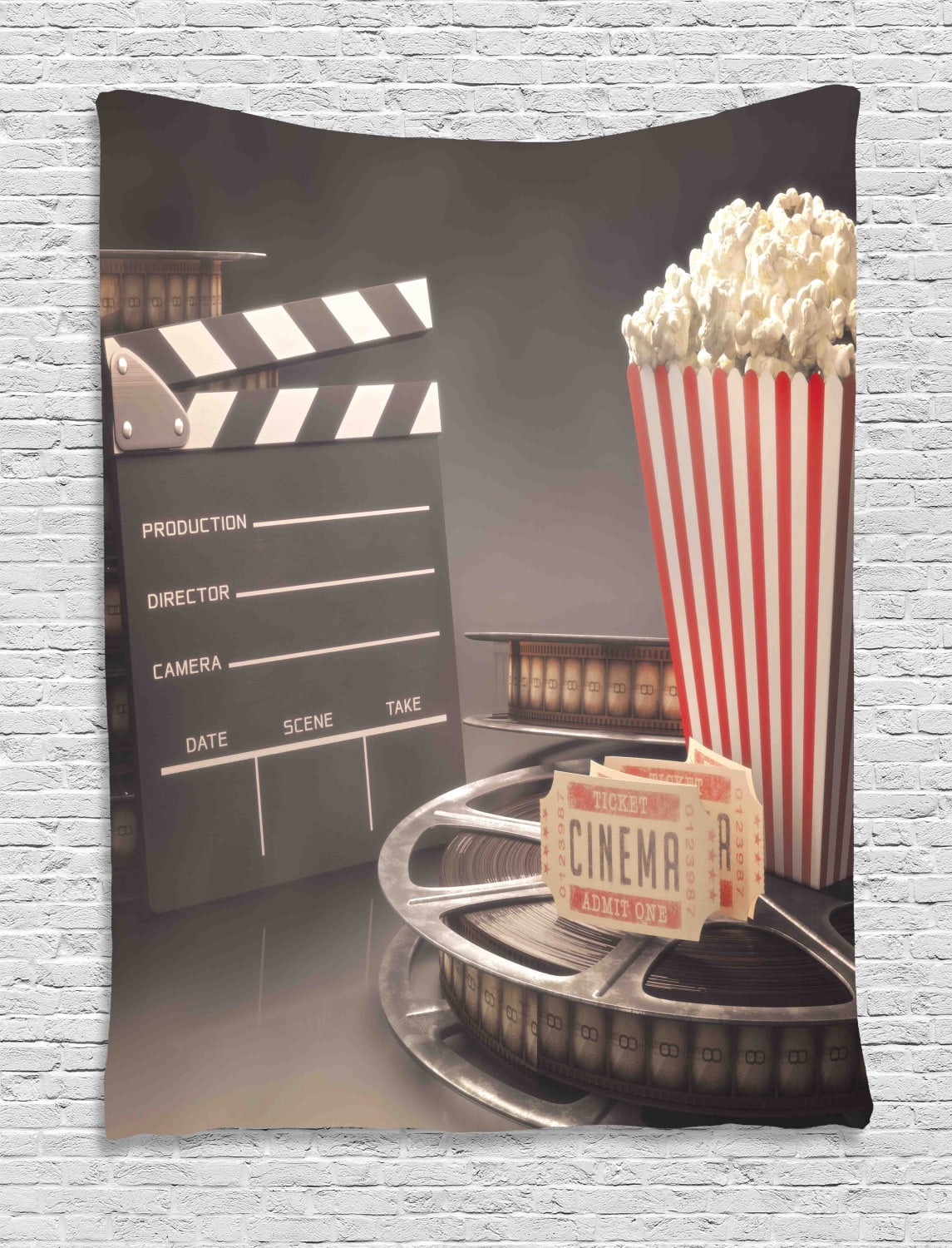 Movie Theater Tapestry, Old Fashion Entertainment Objects Related to ...