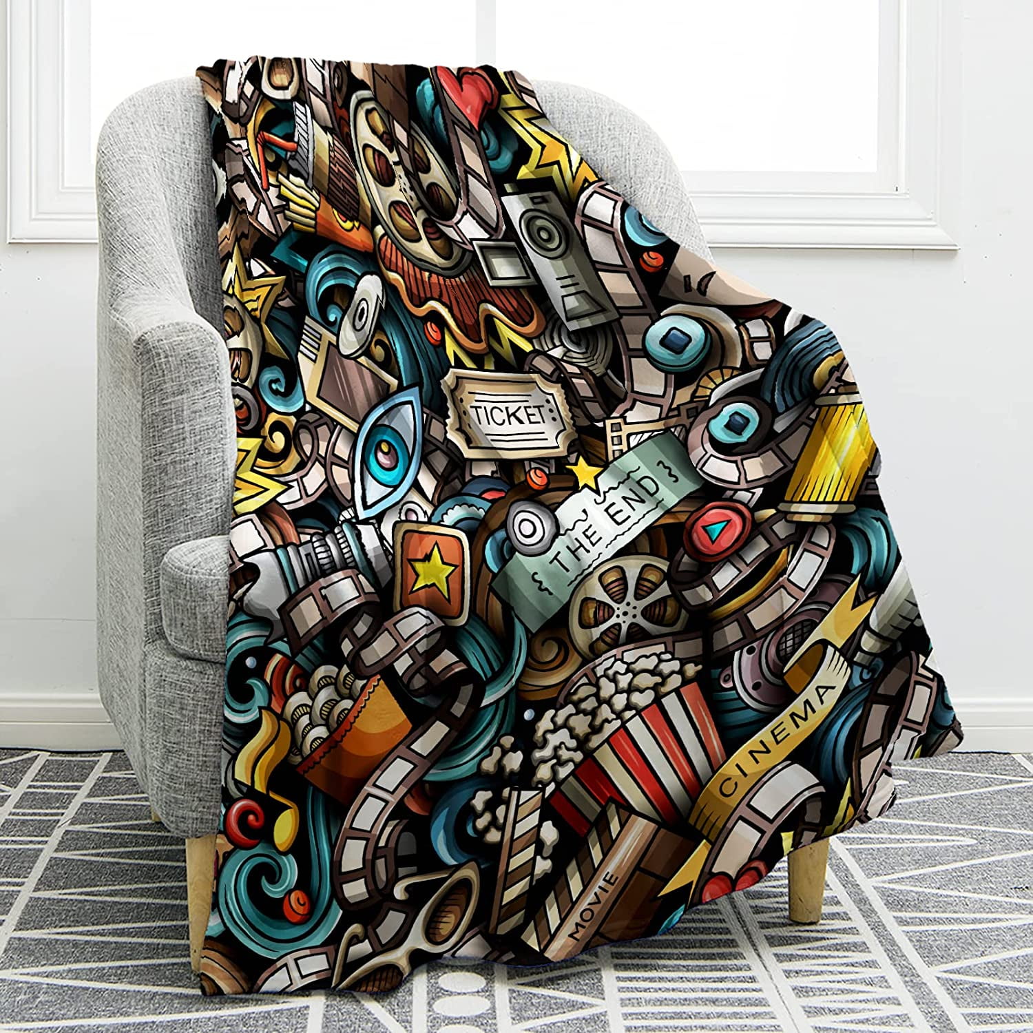 Movie Theater Theme Gifts Throw Blanket, Gifts for Women Men Movie ...