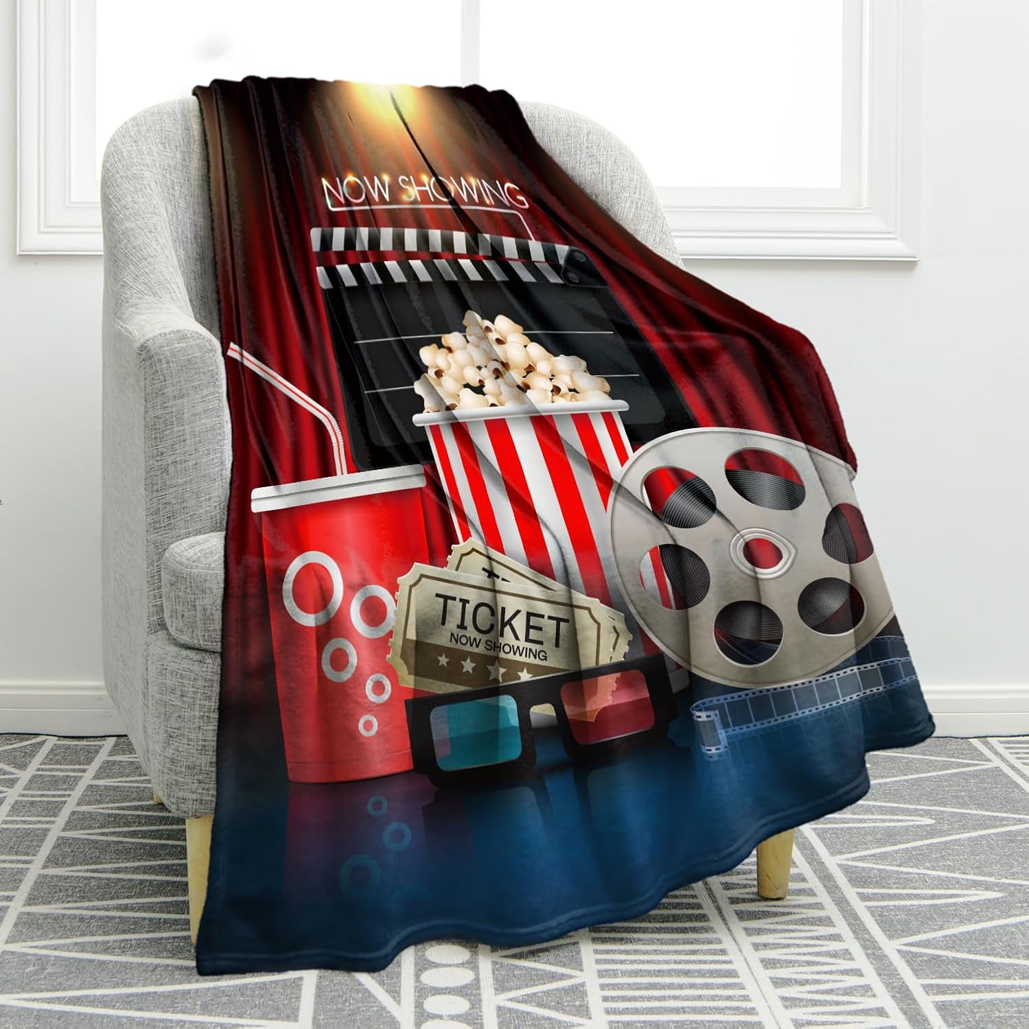 Movie Theater Theme Gifts Throw Blanket, Gifts for Women Men Movie ...