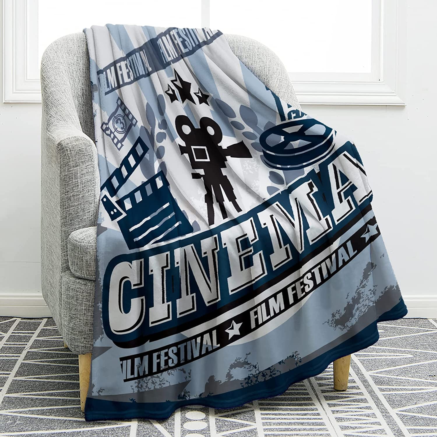 Movie Theater Theme Gifts Throw Blanket, Gifts for Women Men Movie ...