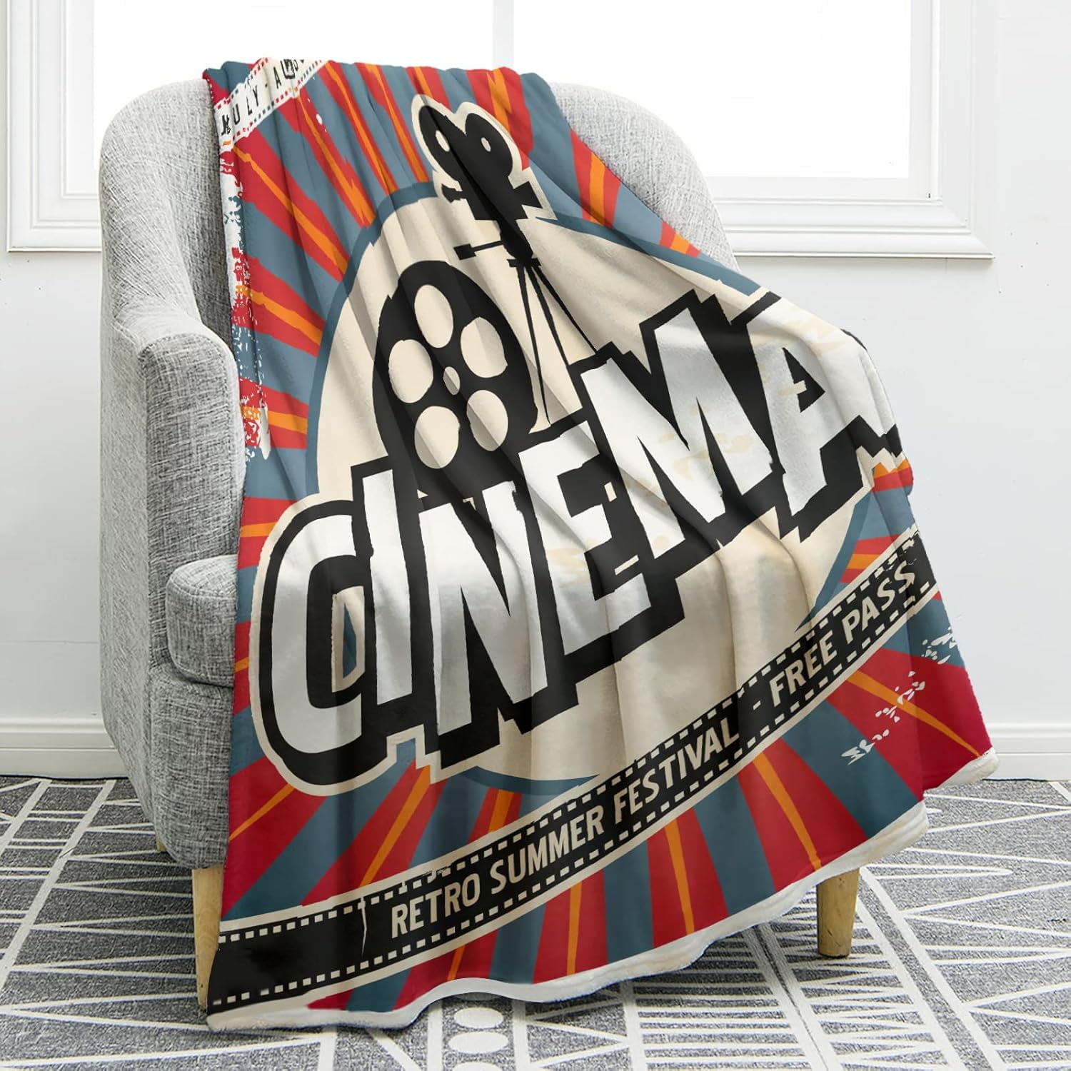 Movie Theater Theme Gifts Throw Blanket, Gifts for Women Men Movie ...