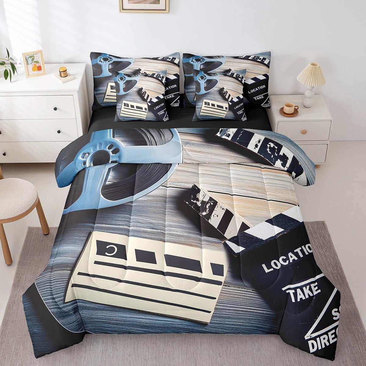 Movie Theater Themed Bed in a Bag King Size Comforter Set 7 Pieces ...