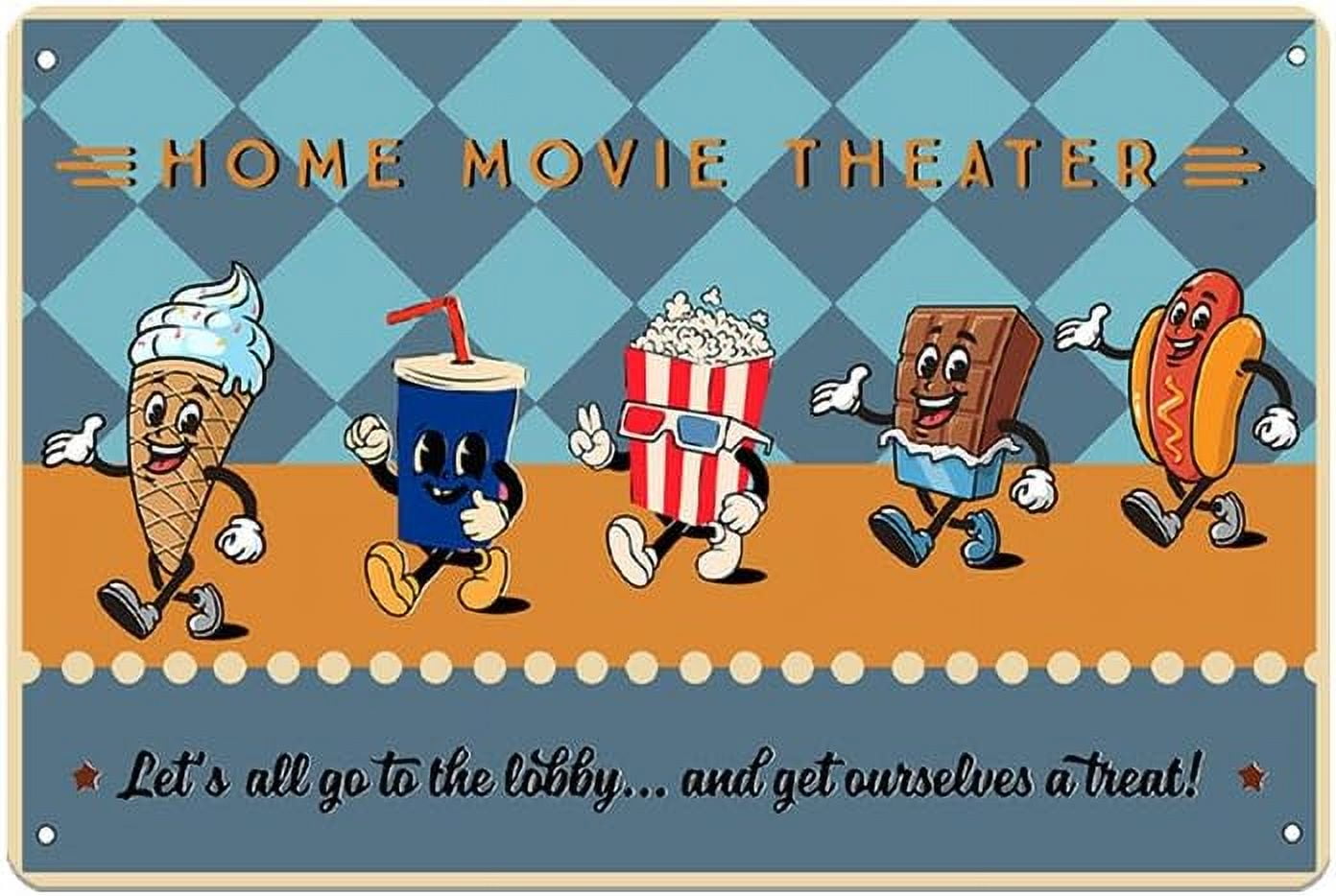 Movie Theatre Room Snacks Sign Let's All Go to the Lobby Vintage Wall ...