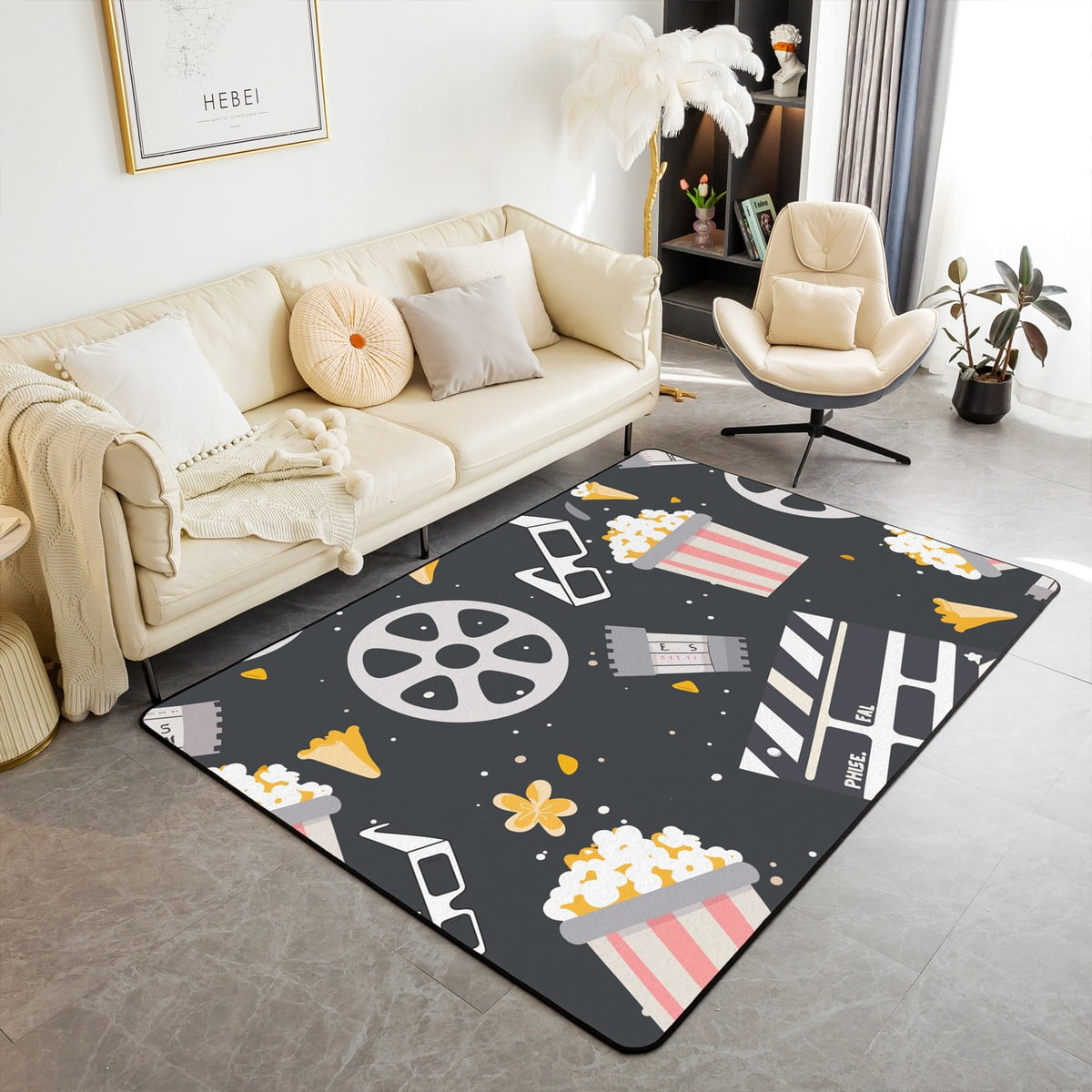 Movie Theme Carpet For Adult Teens,Popcorn Food Area Rug,Mid Century ...