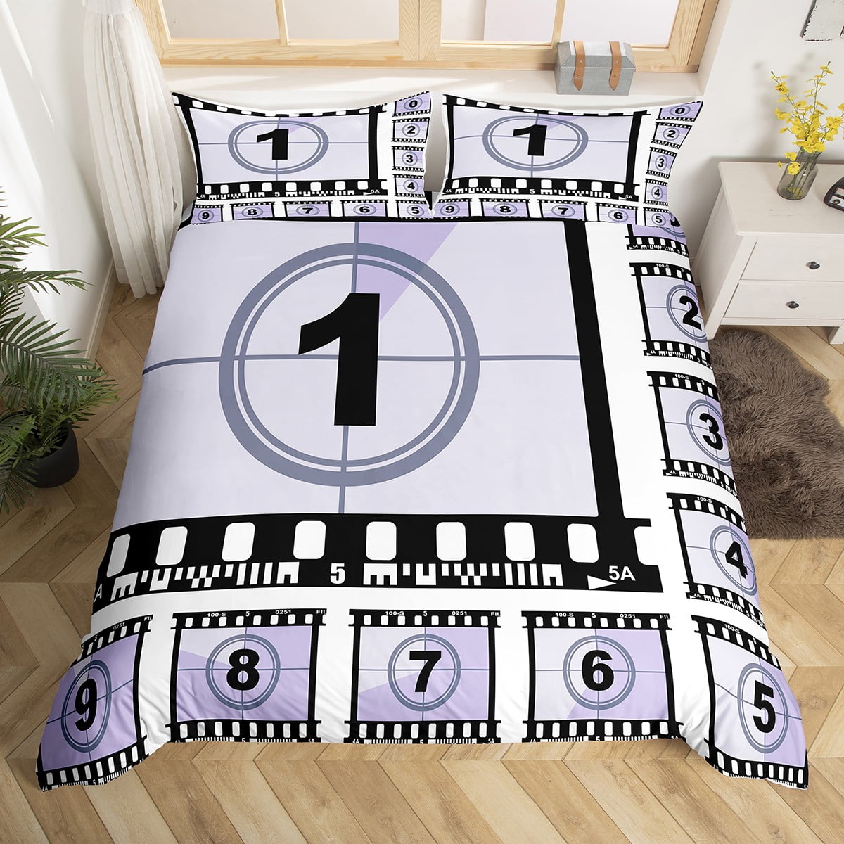 Movie Theme Comforter Cover Grunge Countdown Screen Duvet Cover for Boys Teens,Vintage Film ...