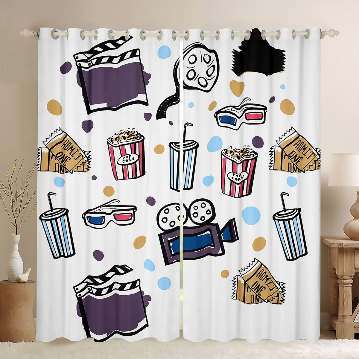 Movie Theme Curtains Home Theater Decor Blackout Curtains for Family ...