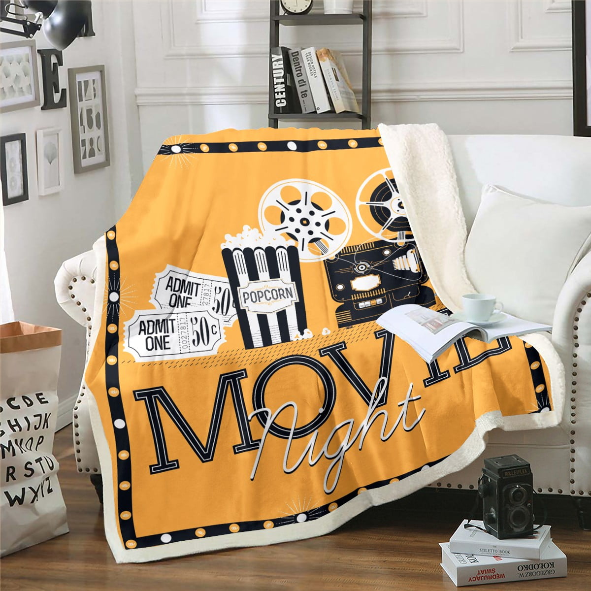 Movie Theme Decor Blanket Home Movie Theater Room Decor Throw Blanket ...