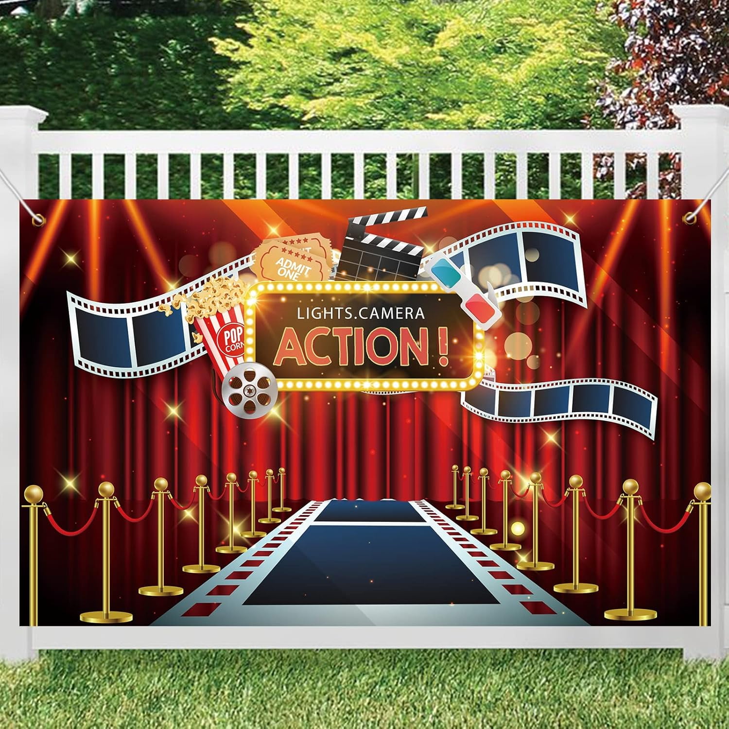 Movie Theme Party Decorations Supplies,Movie Night Backdrop, Hollywood ...
