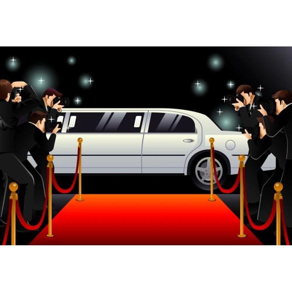 Movie Theme VIP Red Carpet Event Backdrop Black Gold Baby Shower ...