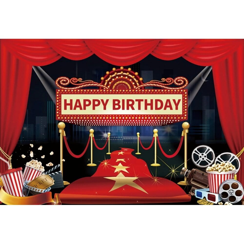 Movie Theme VIP Red Carpet Event Backdrop Black Gold Baby Shower ...