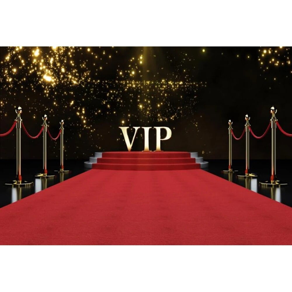 Movie Theme VIP Red Carpet Event Backdrop Black Gold Baby Shower ...