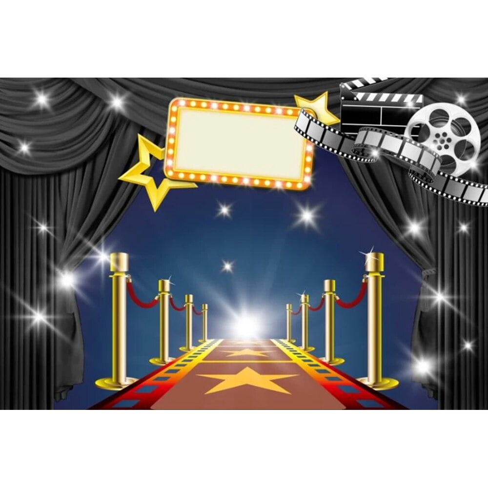 Movie Theme VIP Red Carpet Event Backdrop Black Gold Baby Shower ...