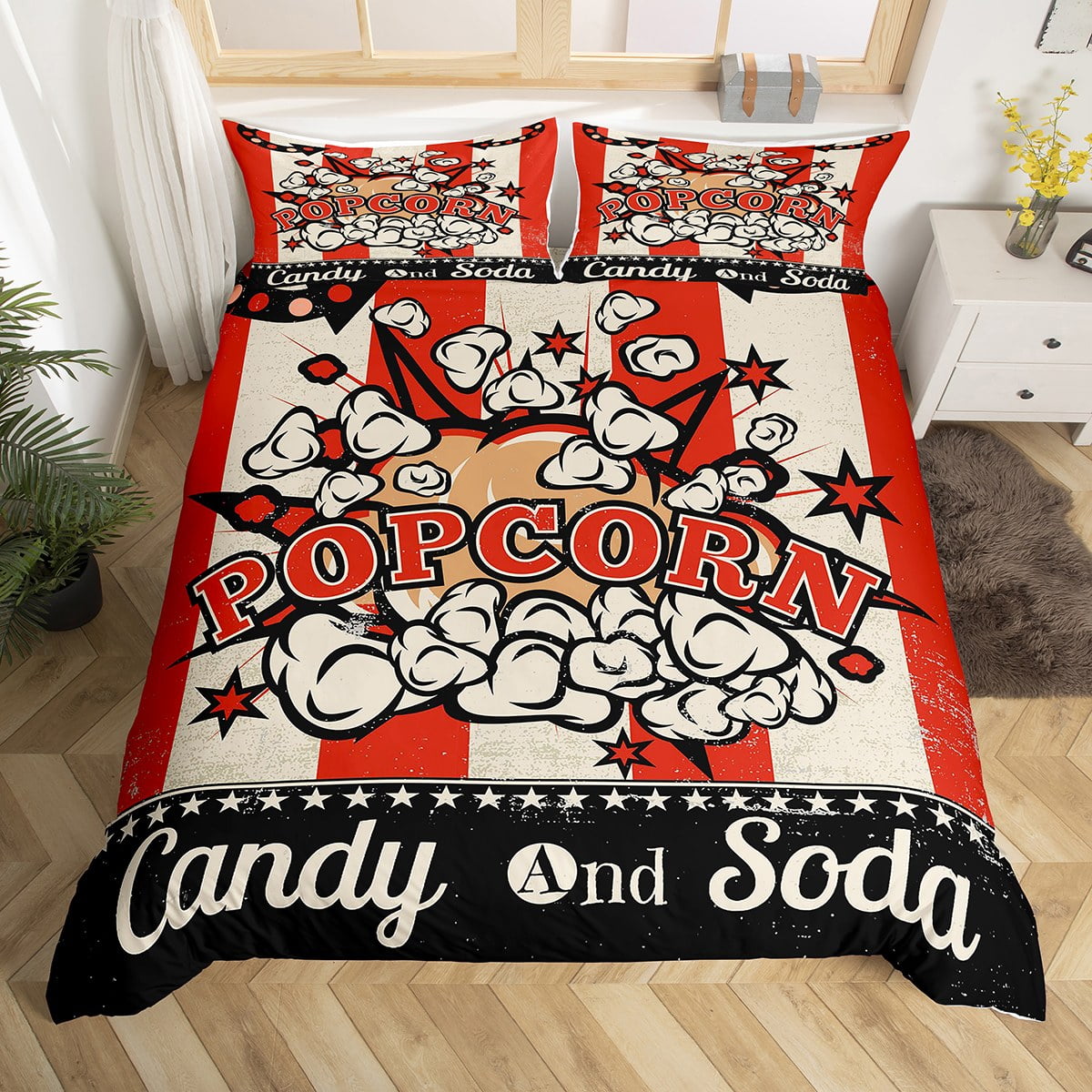 Movie Themed Duvet Cover King Size Vintage Cinema Style Bedding Set ...