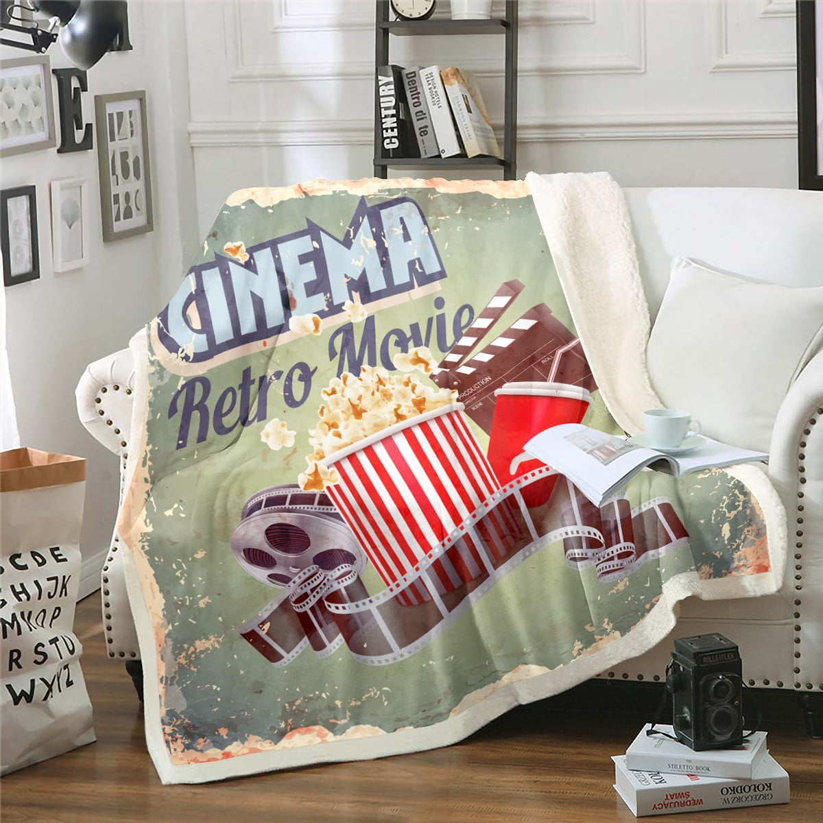 Movie Themed Throw Blanket Vintage Cinema Style Blanket,Film Theme ...