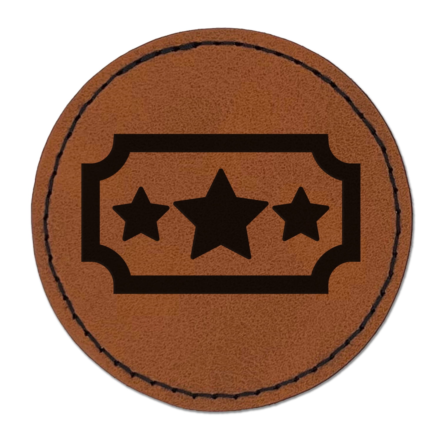 Movie Ticket with Stars Raffle Ticket Solid 2.5" Faux Leather Round ...