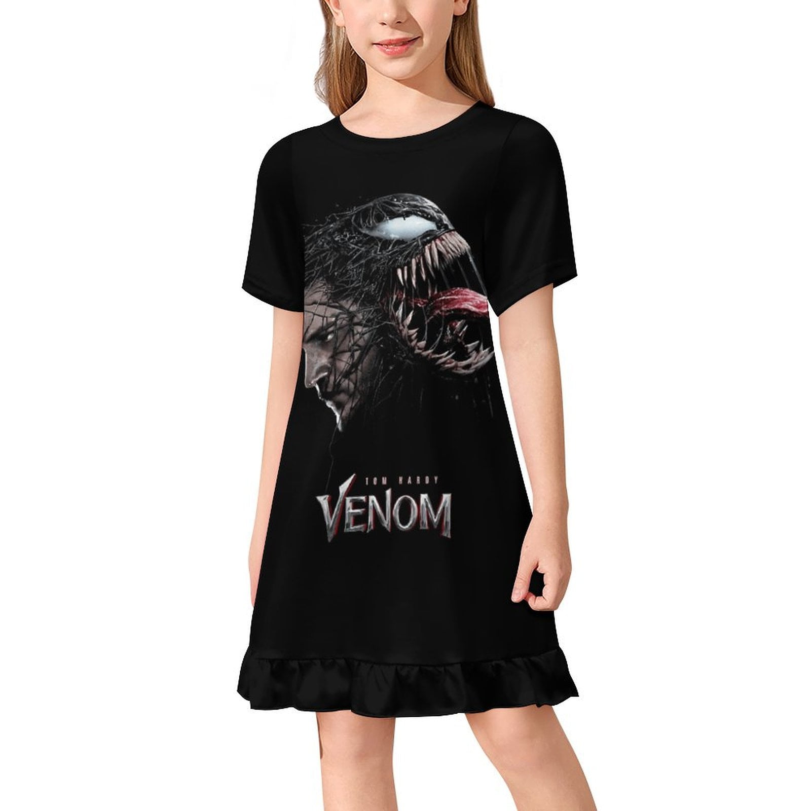 Movie Venom Children's Short Sleeved Dress 3D Printed Classical Girl's ...