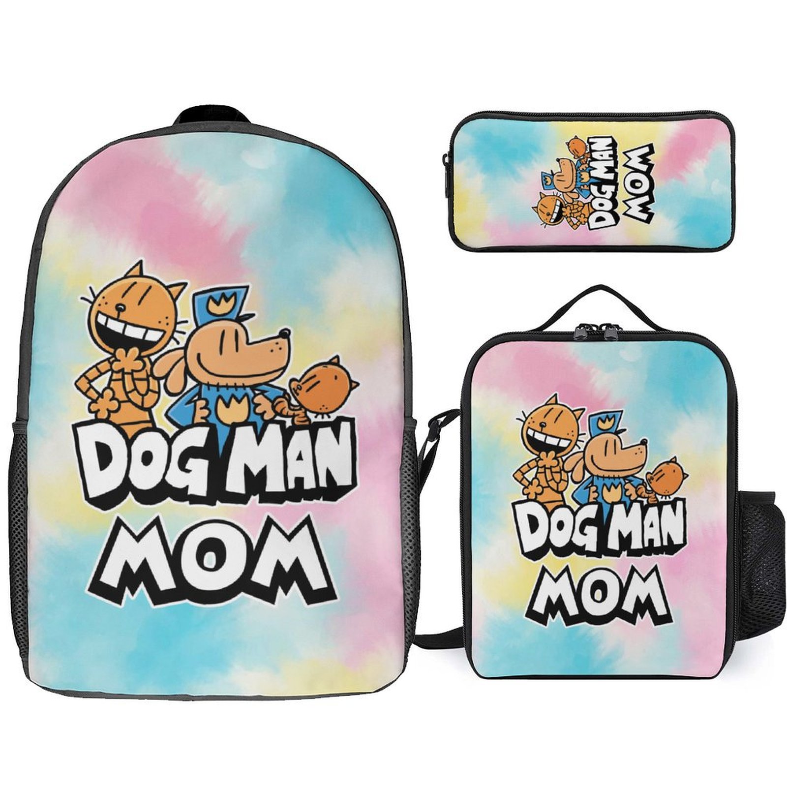 Movies Dog Man 3 Piece Set, 17 Inch Backpack, Lunch Bag, And Sundry Bag ...