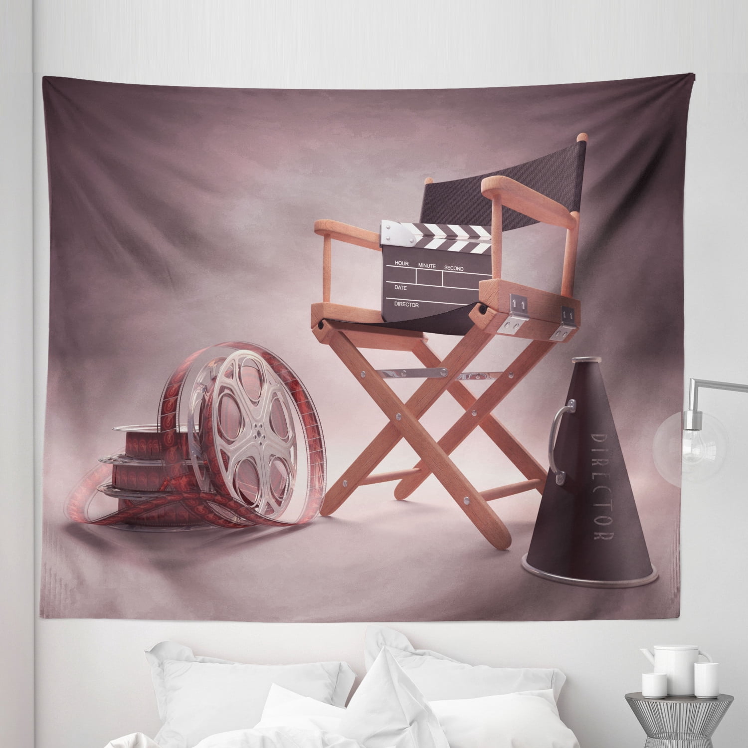 Movies Tapestry, Directors Chair Seat Movie Lover Film Set Studios ...