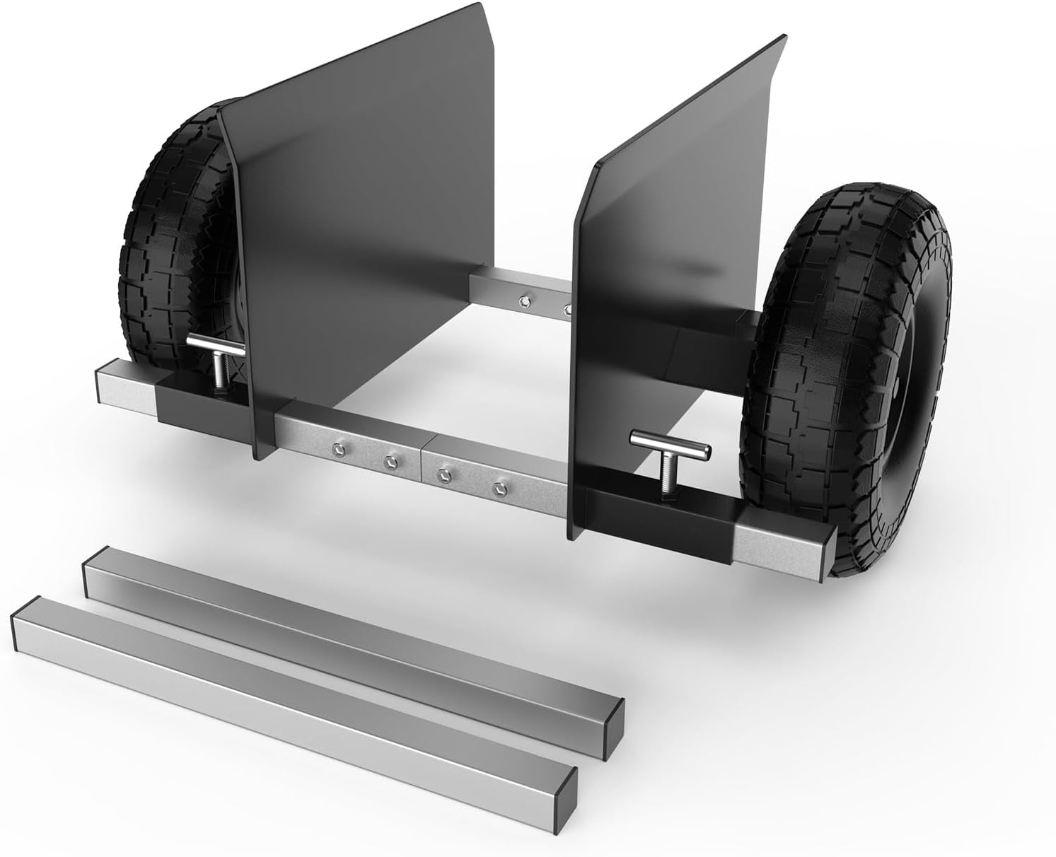 Moving Adjustable Dolly, 2 × 10" Heavy Duty Solid Rubber Tires Wheels ...