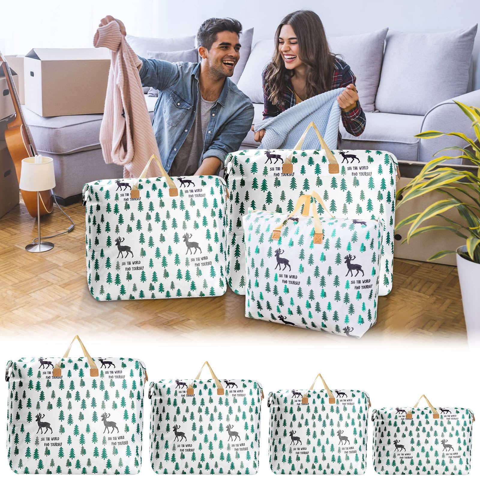 Moving Bags,55L Extra Large Moving Bags with Zippers & Carrying Handles ...