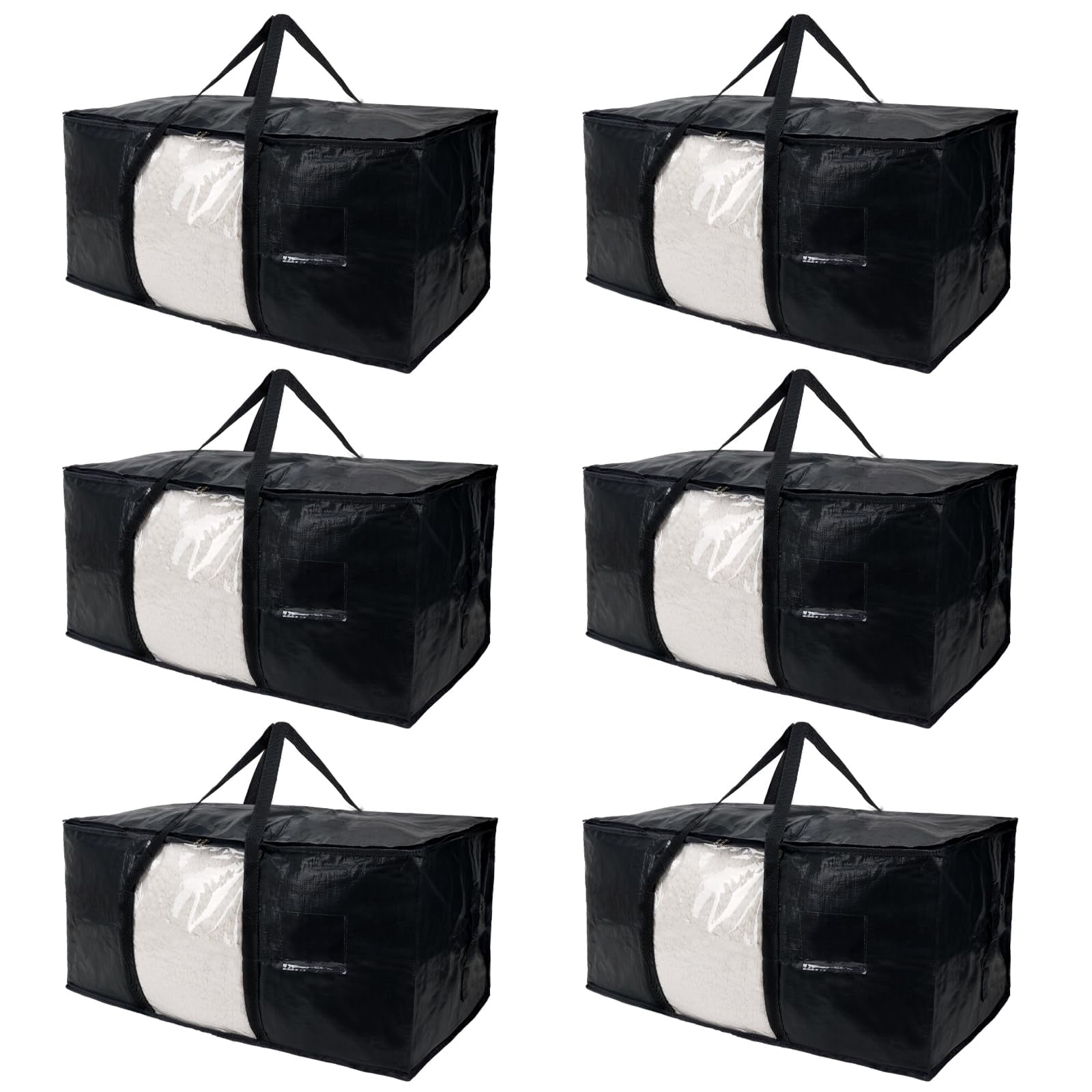 Moving Bags Heavy Duty, 6 Pack, 93L, Black, Storage Bags with Sturdy ...