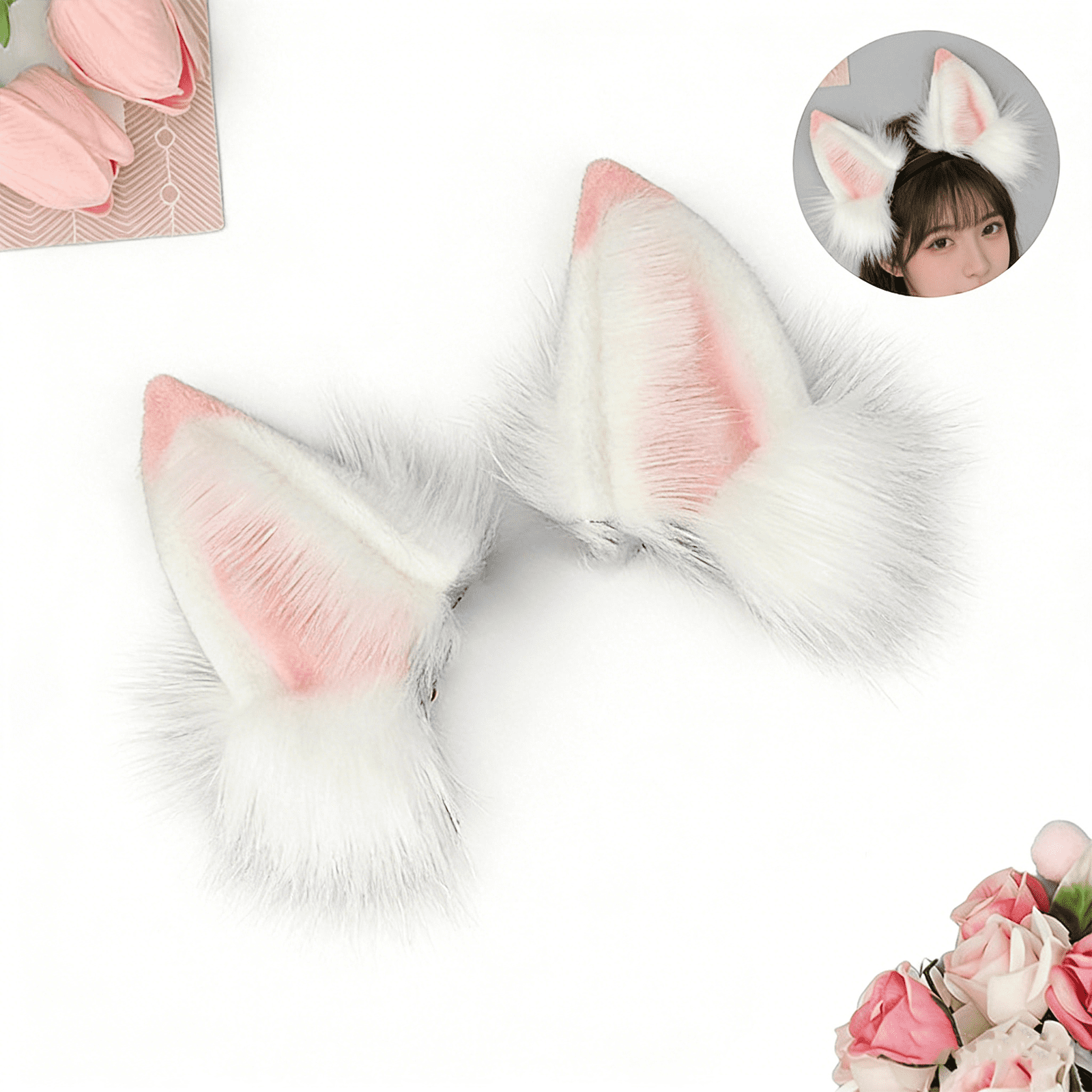 Moving Cat Ears Headband Rechargeable Animated Cat Ear Headband with ...