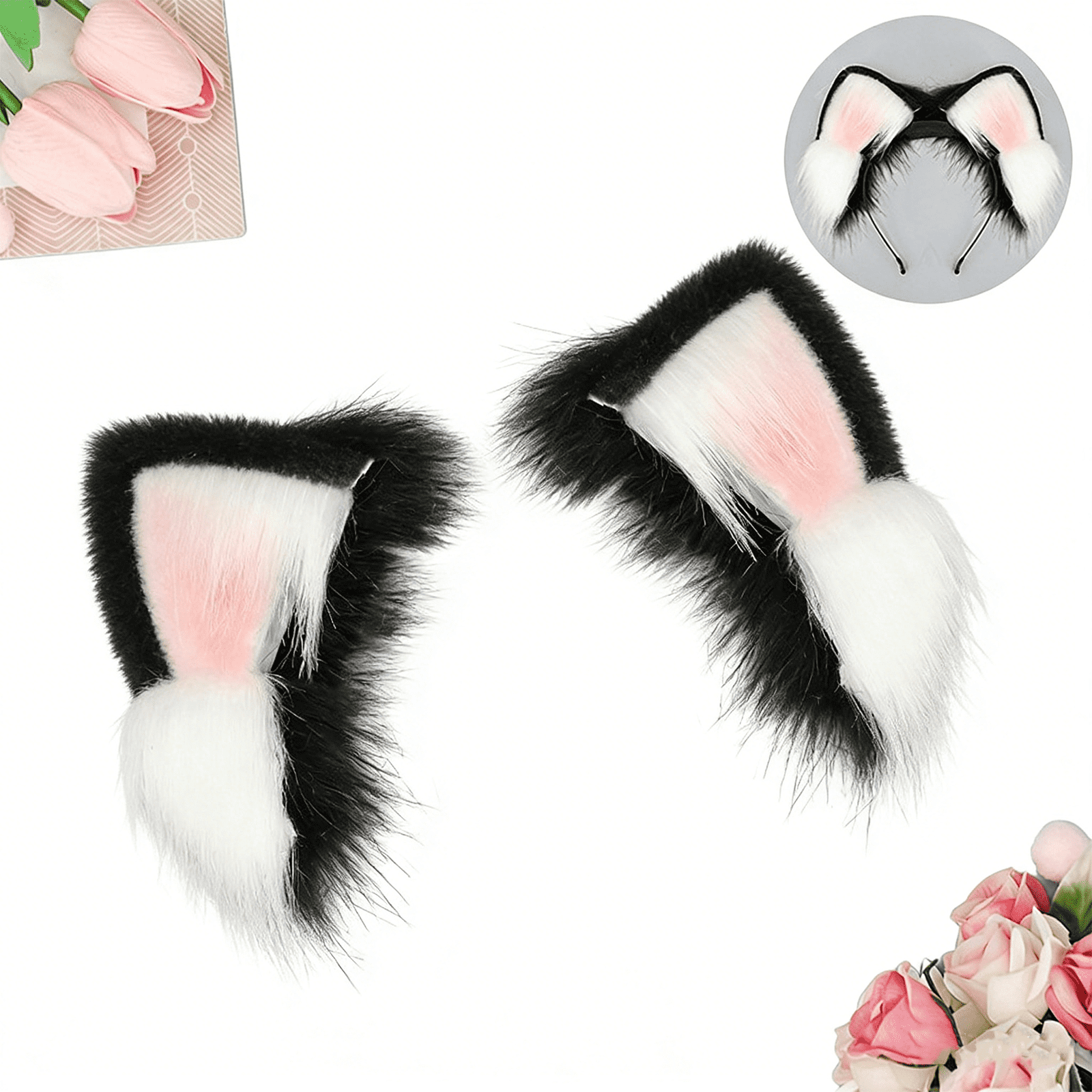 Moving Cat Ears Headband Rechargeable Animated Cat Ear Headband with ...