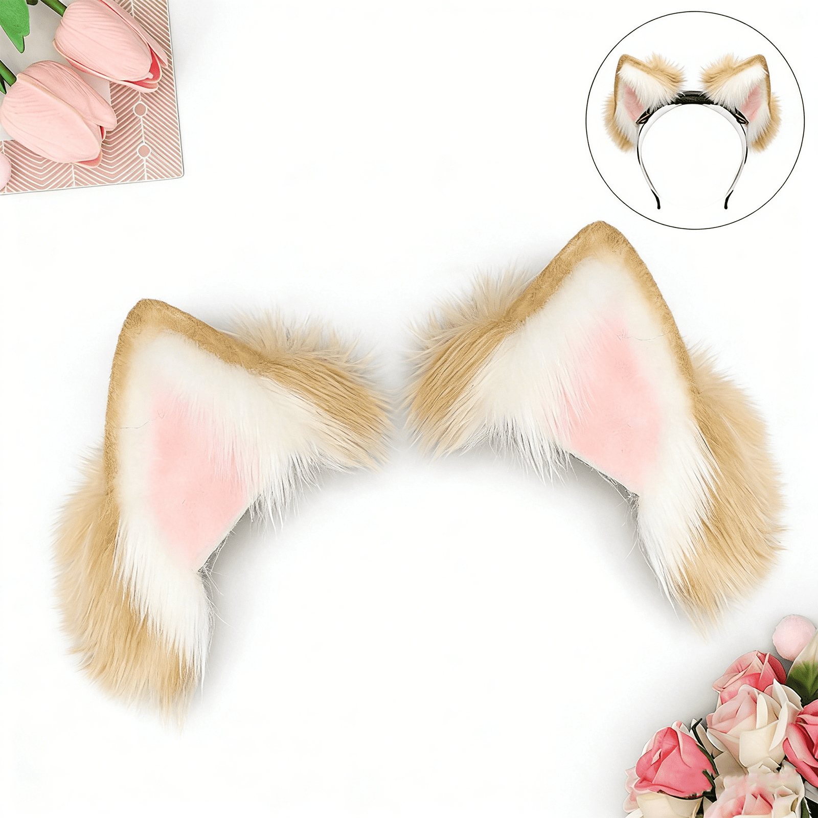 Moving Cat Ears Headband Rechargeable Animated Cat Ear Headband with ...