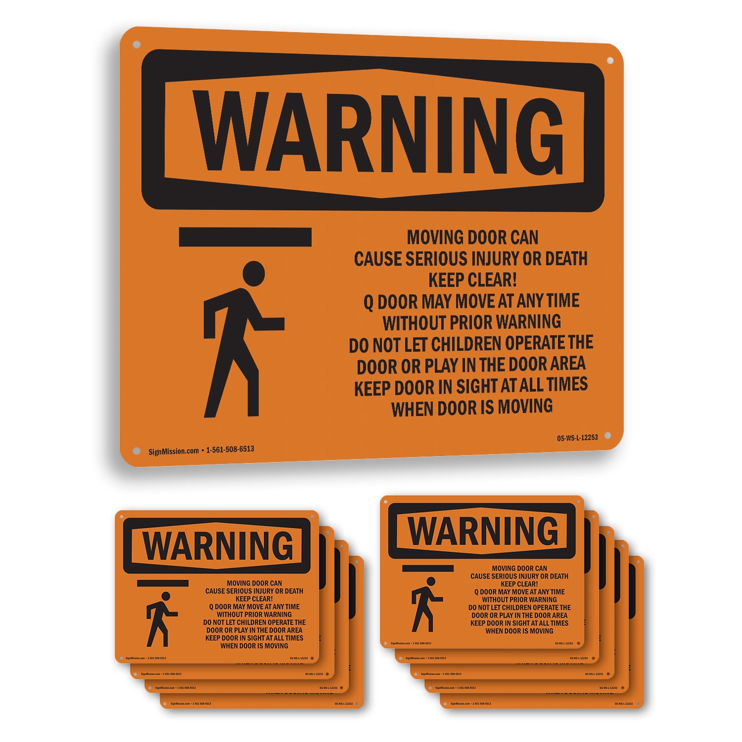 Moving Door Can Cause Serious With Symbol OSHA WARNING Aluminum Sign 24 ...