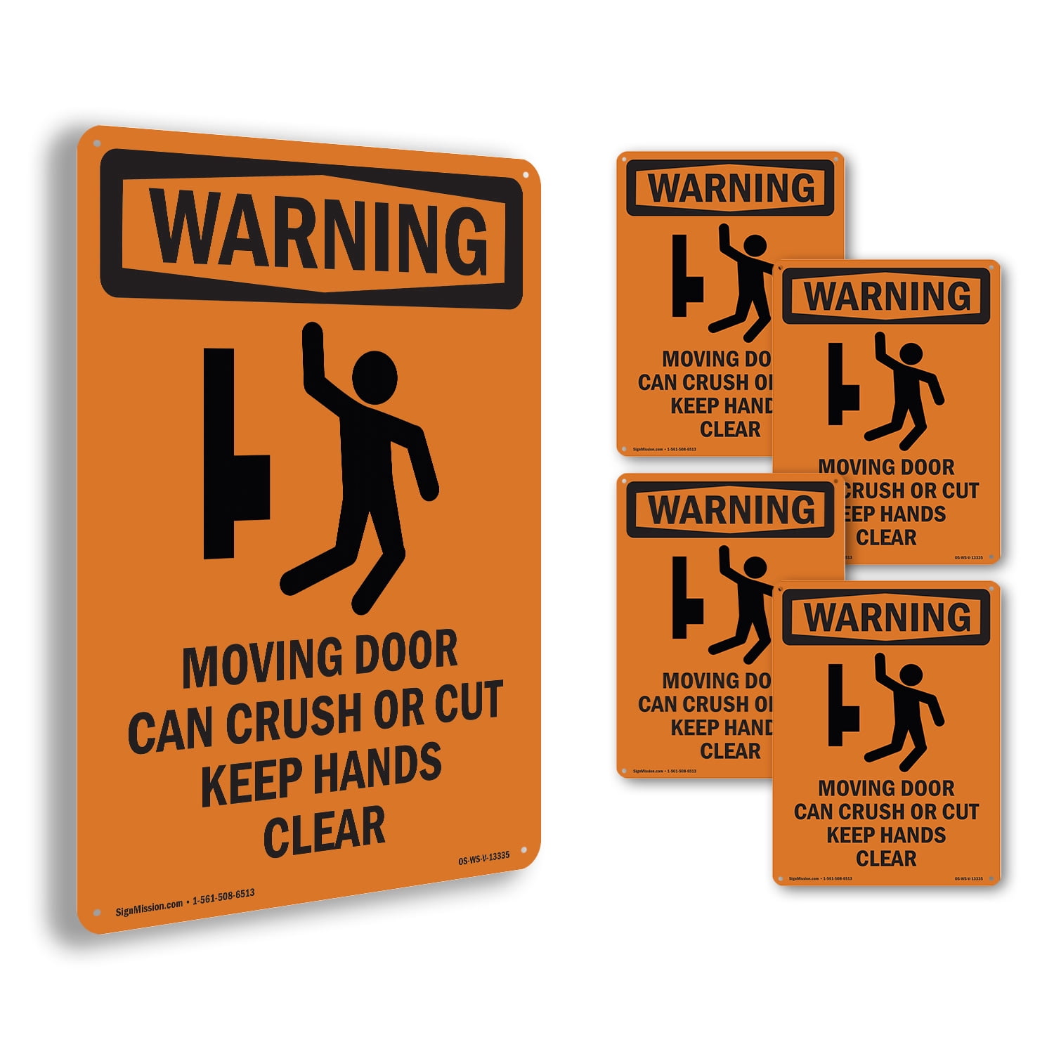 Moving Door Can Crush With Symbol OSHA WARNING Rigid Plastic Sign 18 ...