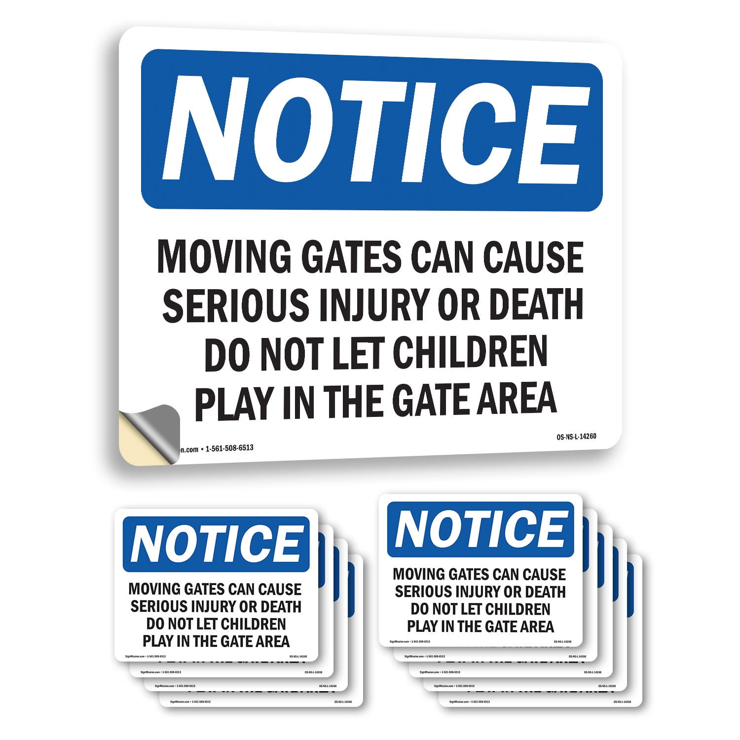 Moving Gate Can Cause Serious Injury Or OSHA Notice Vinyl Decal Label ...